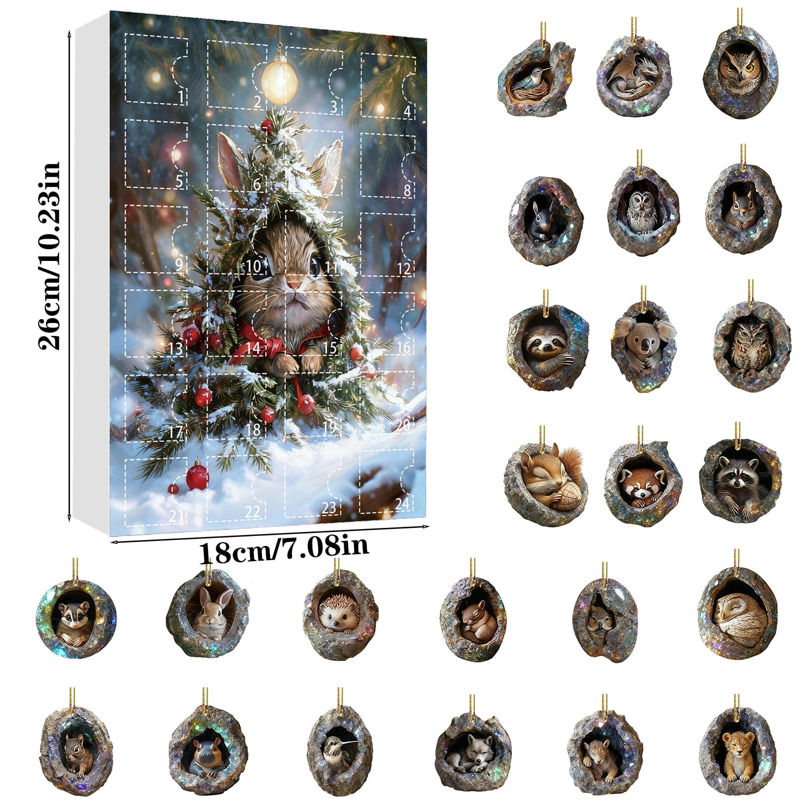 Decorr 2025 24-Day Cute Animal Countdown Calendar, 2D Flat Acrylic ...