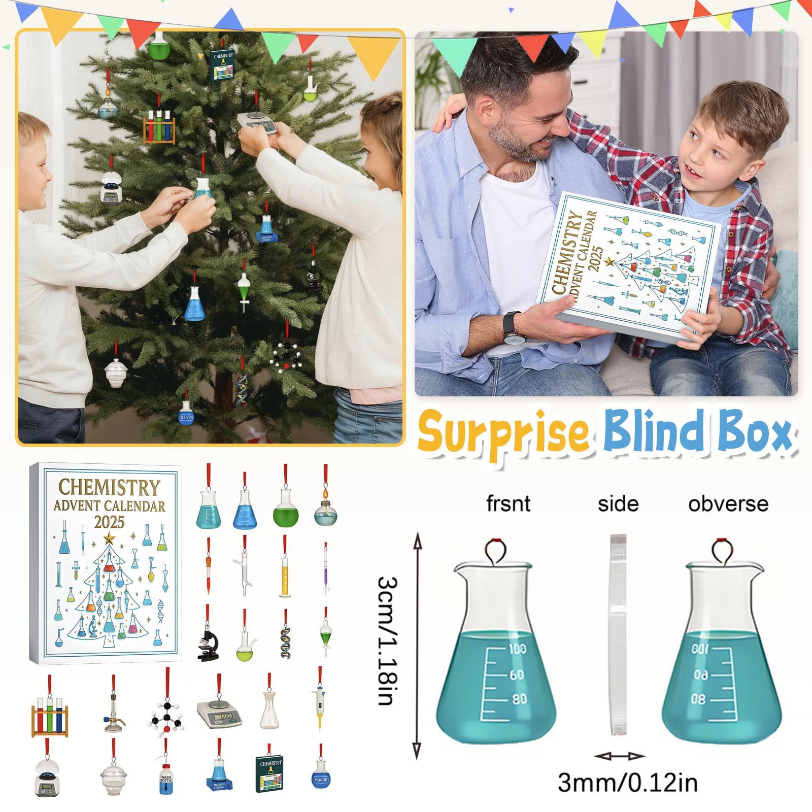 Decorr 24-Piece Chemistry Lab Advent Calendar, Science Themed Countdown With Unique Laboratory ...