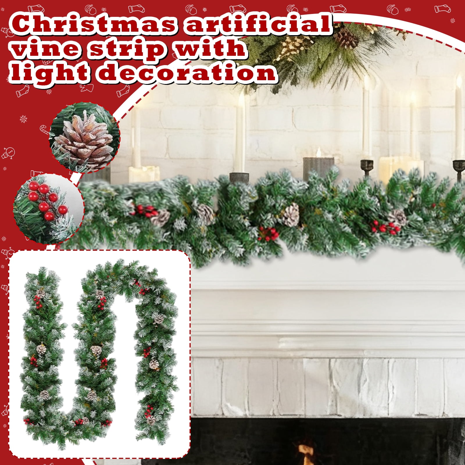 Decorr 9Ft Simulation Rattan Needle Flower String - Soft Rubber ...