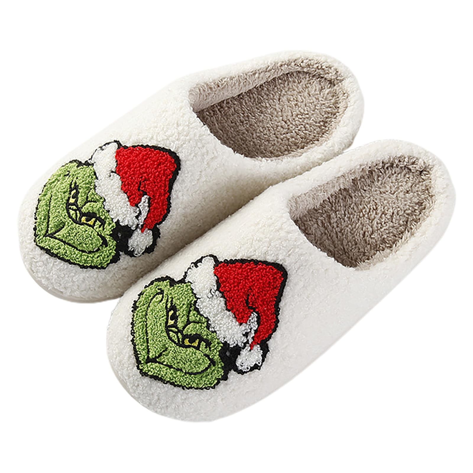 Decorr Christmas Santa Reindeer Slippers - Soft Plush Fuzzy Cozy House ...
