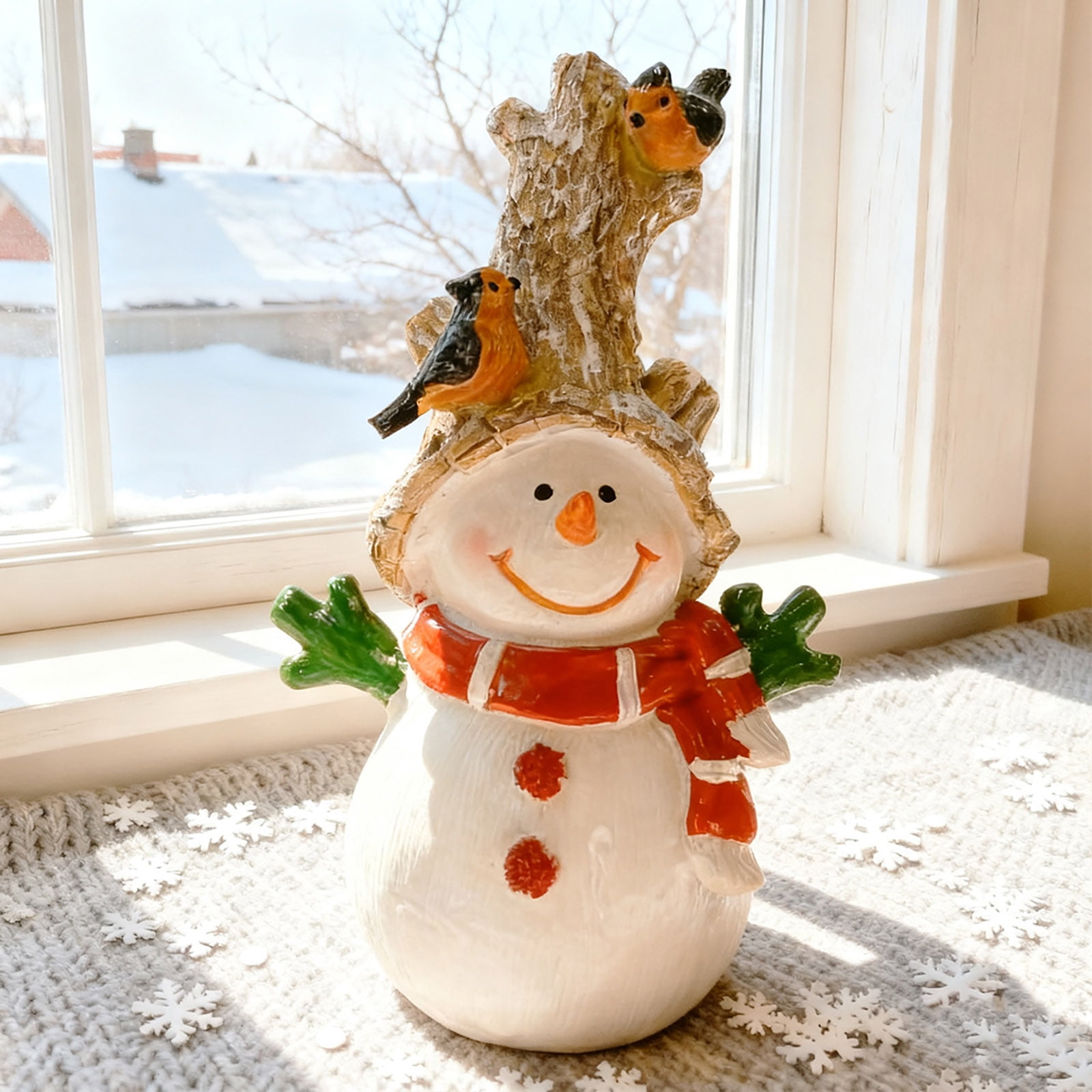 Decorr Classic Smiling Snowman Resin Figurine, Christmas Tabletop Decor ...