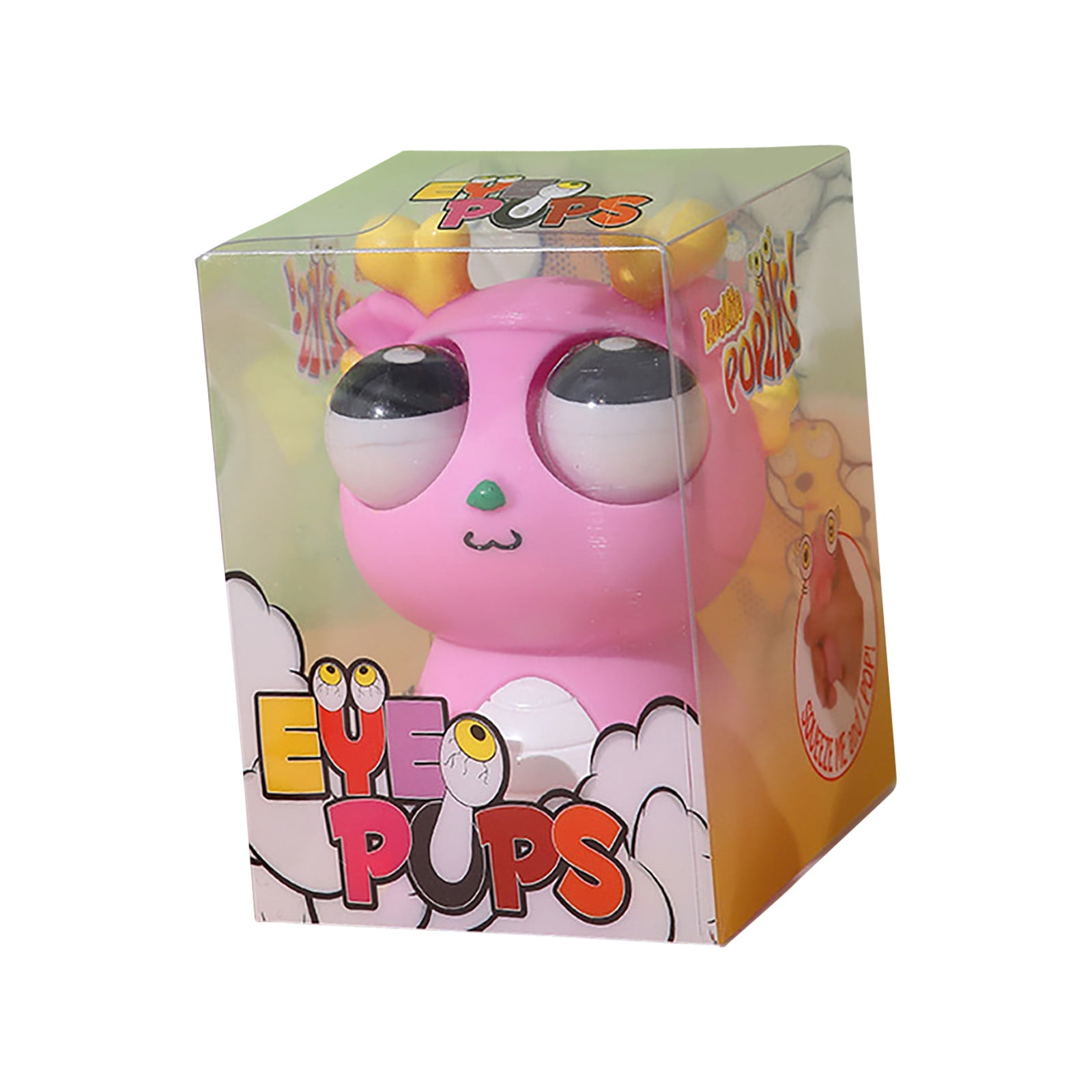 Decorr Cute Bug Eye-Popping Squeeze Fidget Toy, 3" Pink Novelty Stress ...