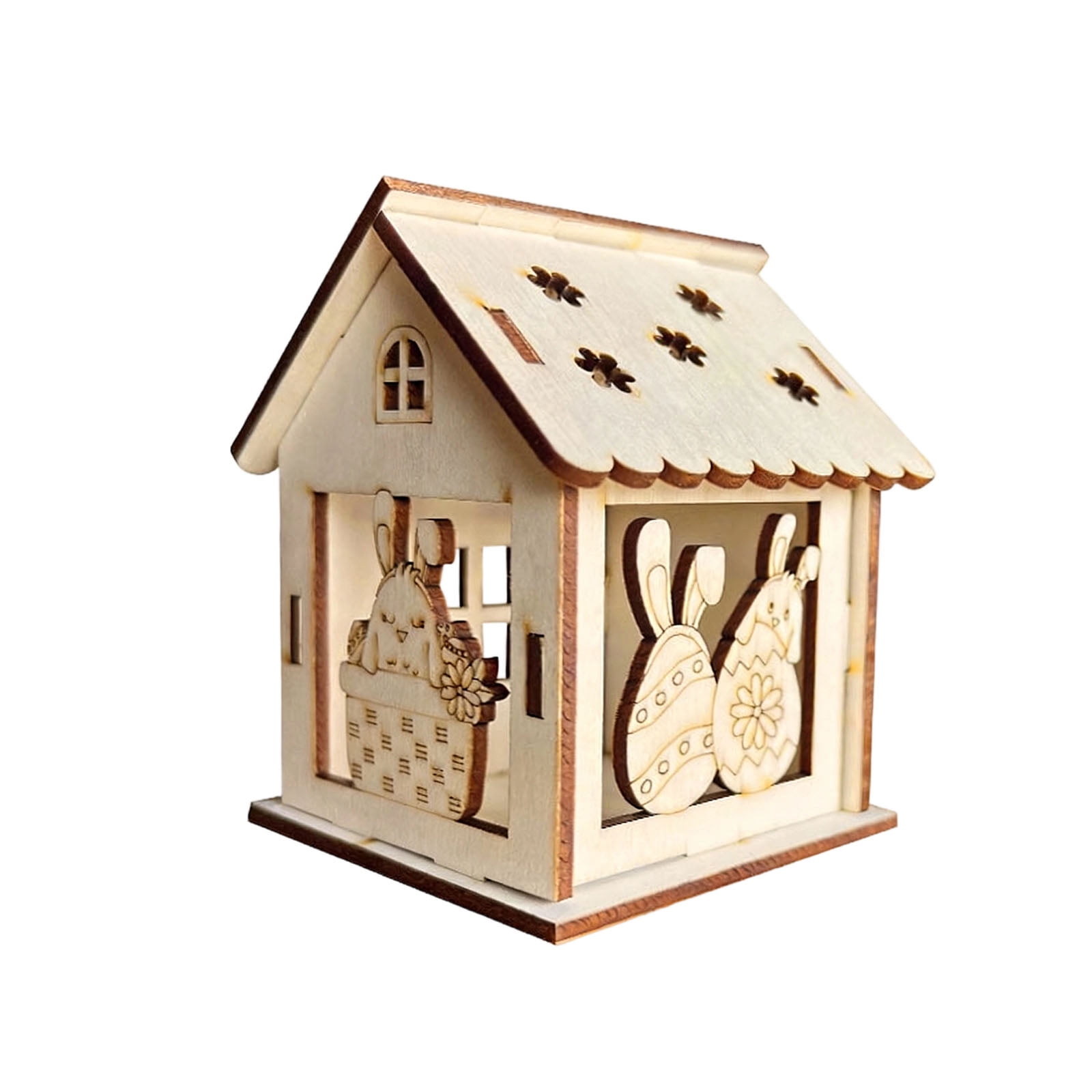 Decorr Easter DIY Wooden Cottage Decor Kit, Paintable Blank House Craft ...