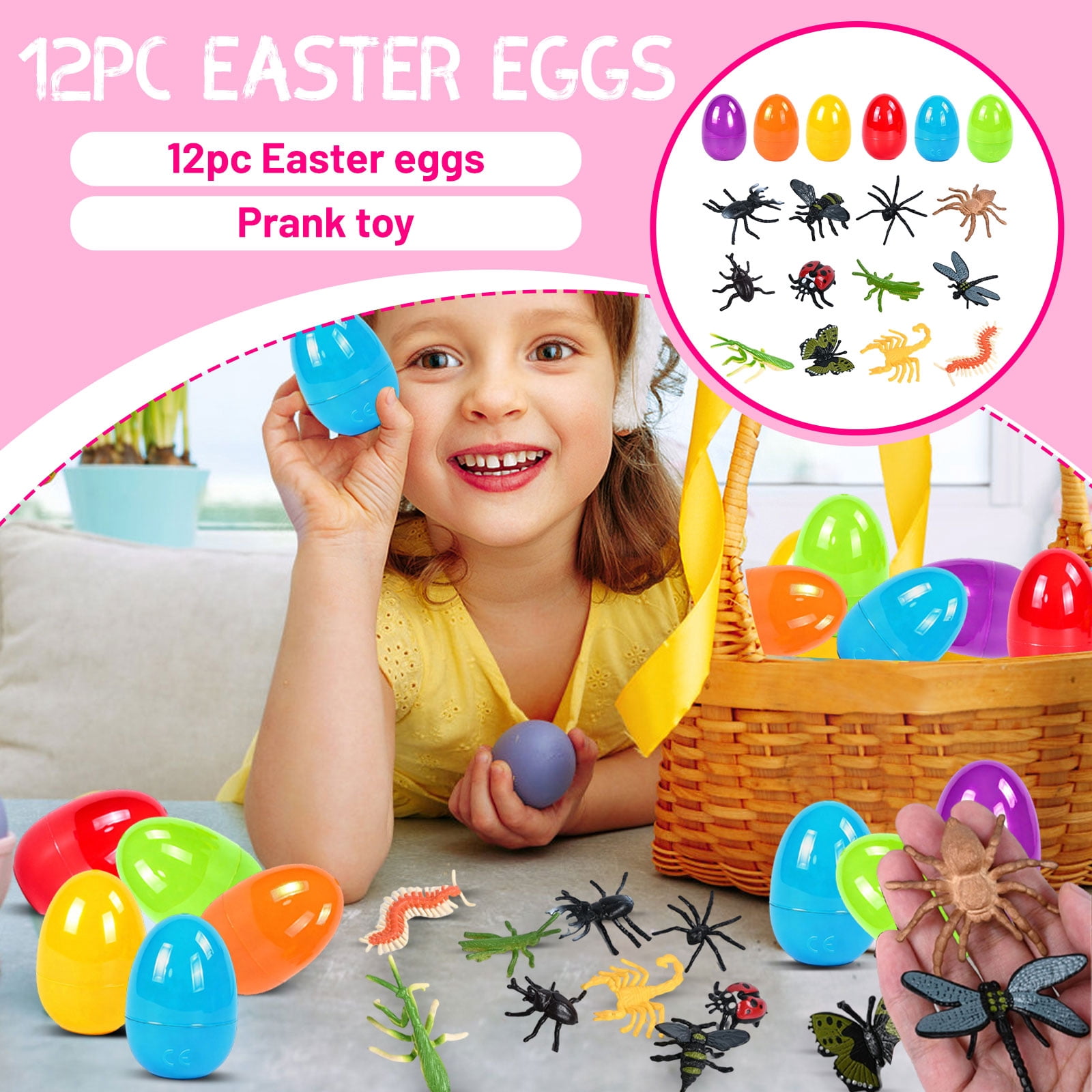 Decorr Easter Egg Insect Toy 12 Pack, Surprise Egg Prank Capsule Toys ...
