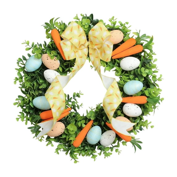 Decorr Easter Wreath,15.8" Easter Egg Carrot Wreath Artificial Easter ...