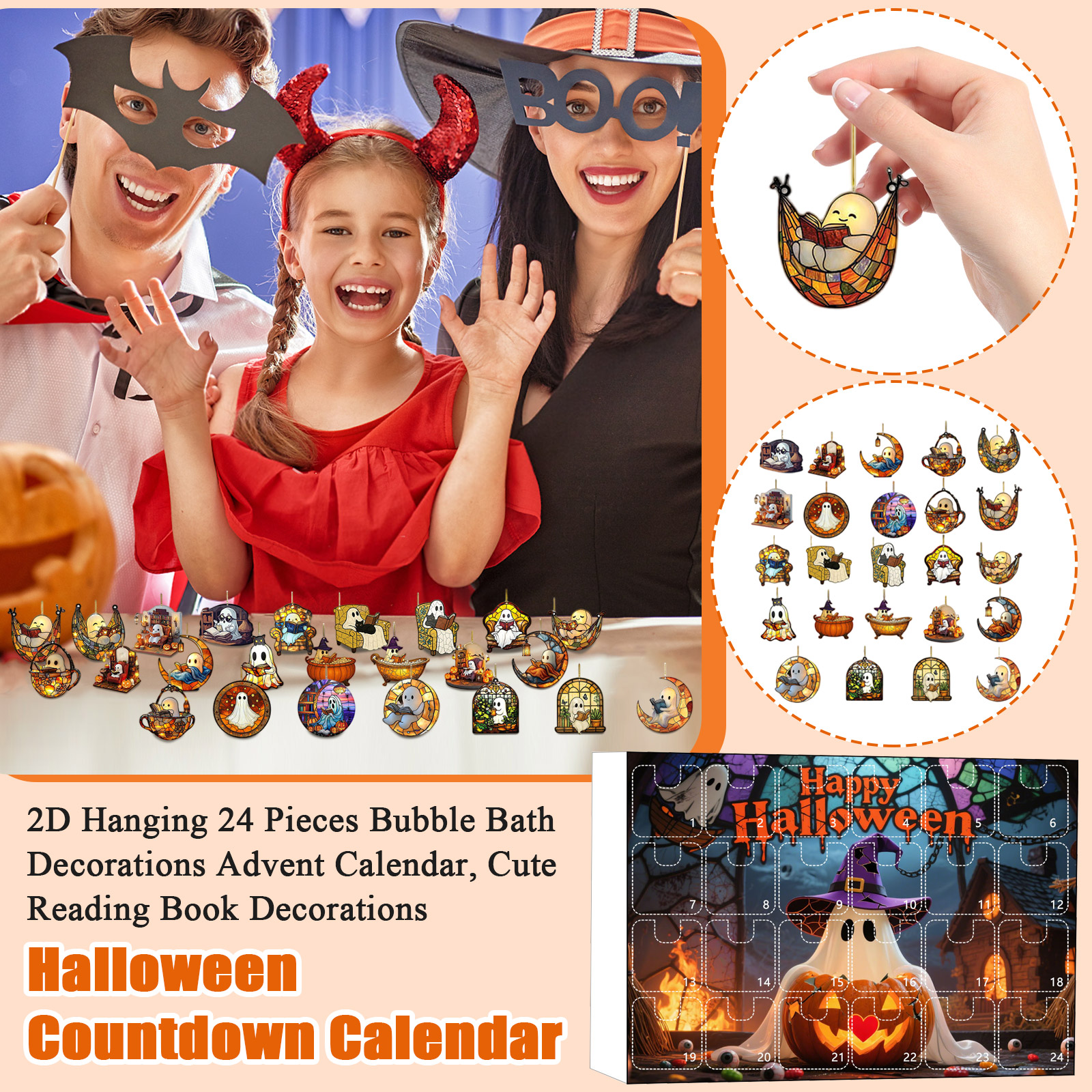 Decorr Halloween 24-Piece Advent Countdown Calendar (Acrylic) - Hanging ...