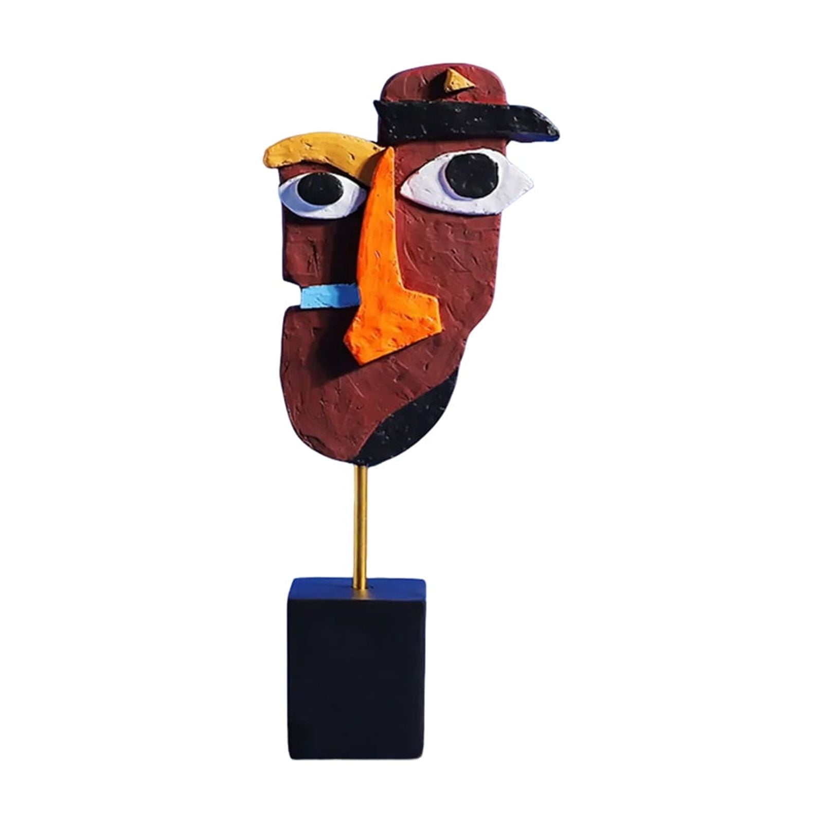 Decorr Modern Abstract Face Statue, 10 Inch Colorful Distorted Human ...