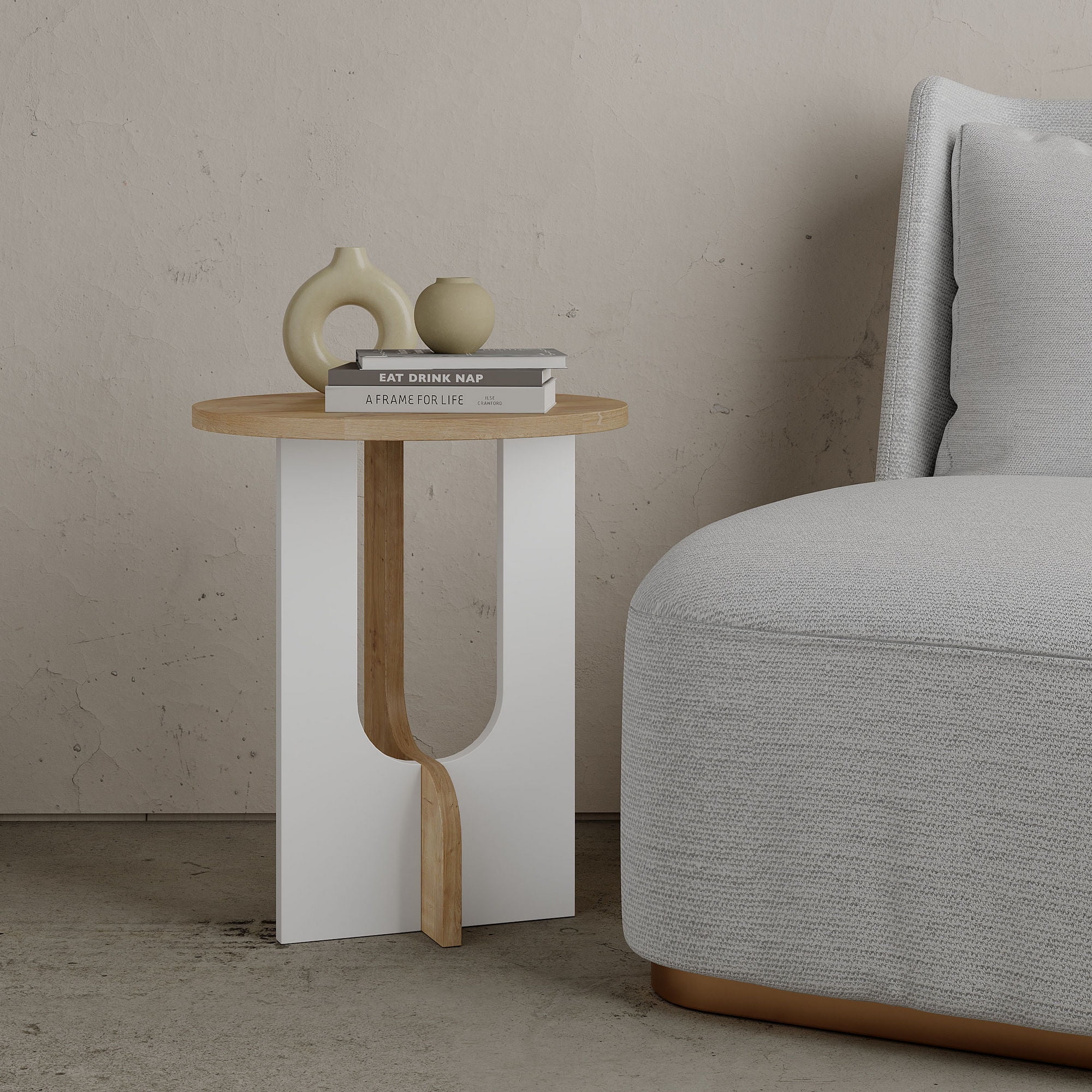 Decortie-Luna -White, Oak-Side Table - Walmart.com