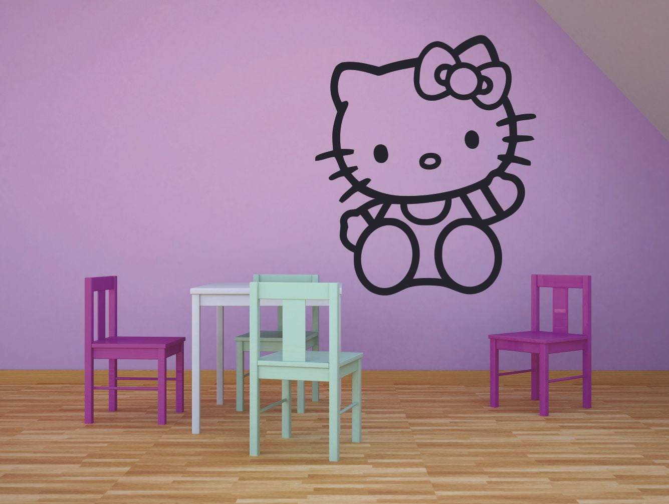 DecorwithUs Cute Ribbon Hello Kitty Wall Sticker - Walmart.com