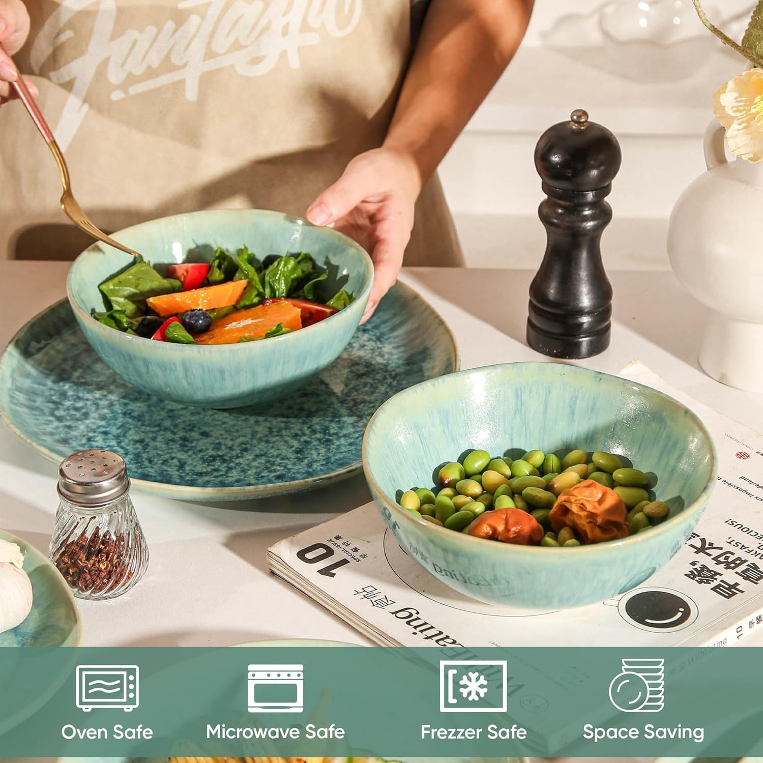 Decosignature Modern Plates and Bowls Sets 12-Piece Ceramic Dinnerware ...