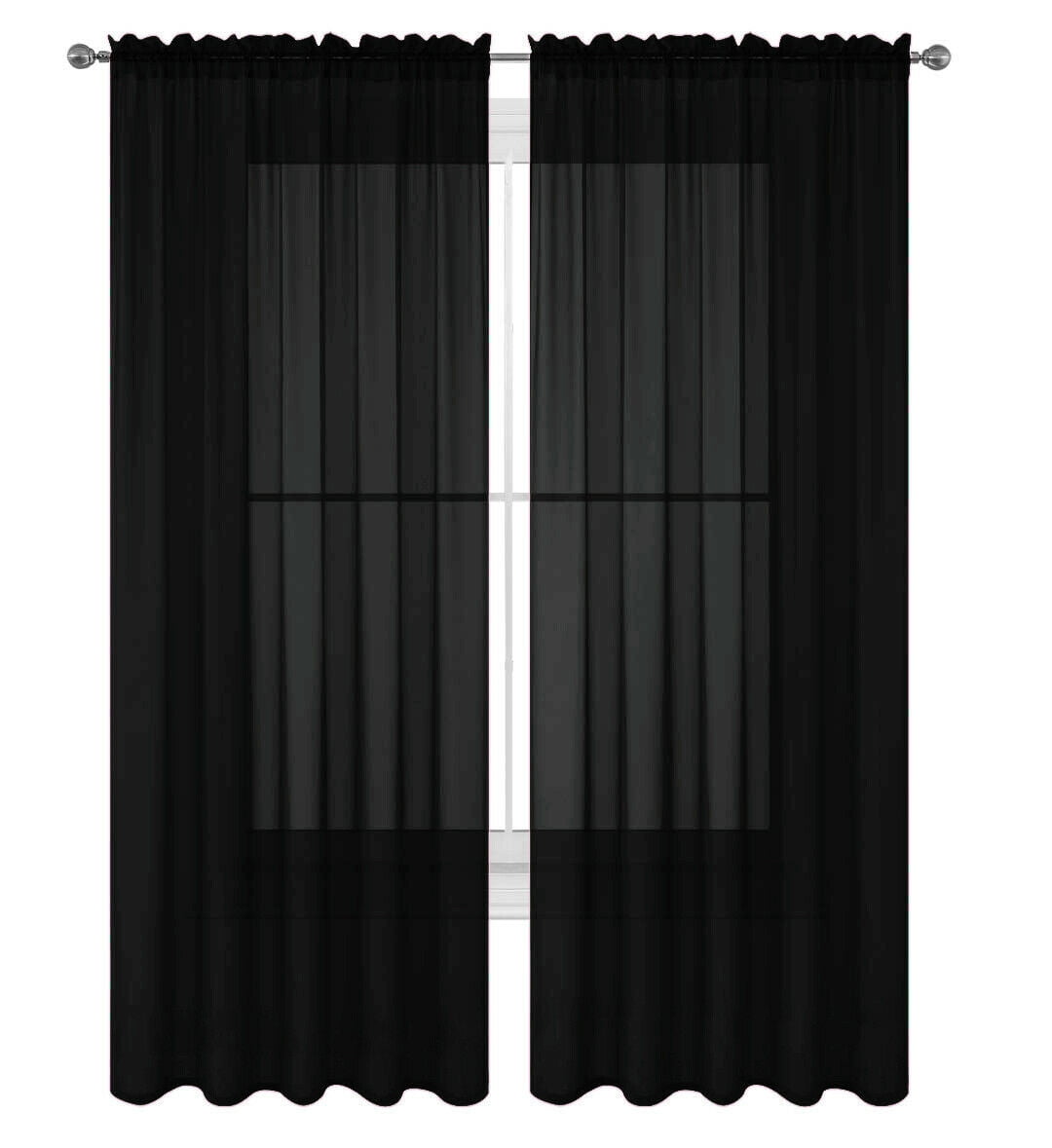 "Decotex Elegant Solid Sheer Window Curtain Panels Set, 2 Piece, 55"" X ...
