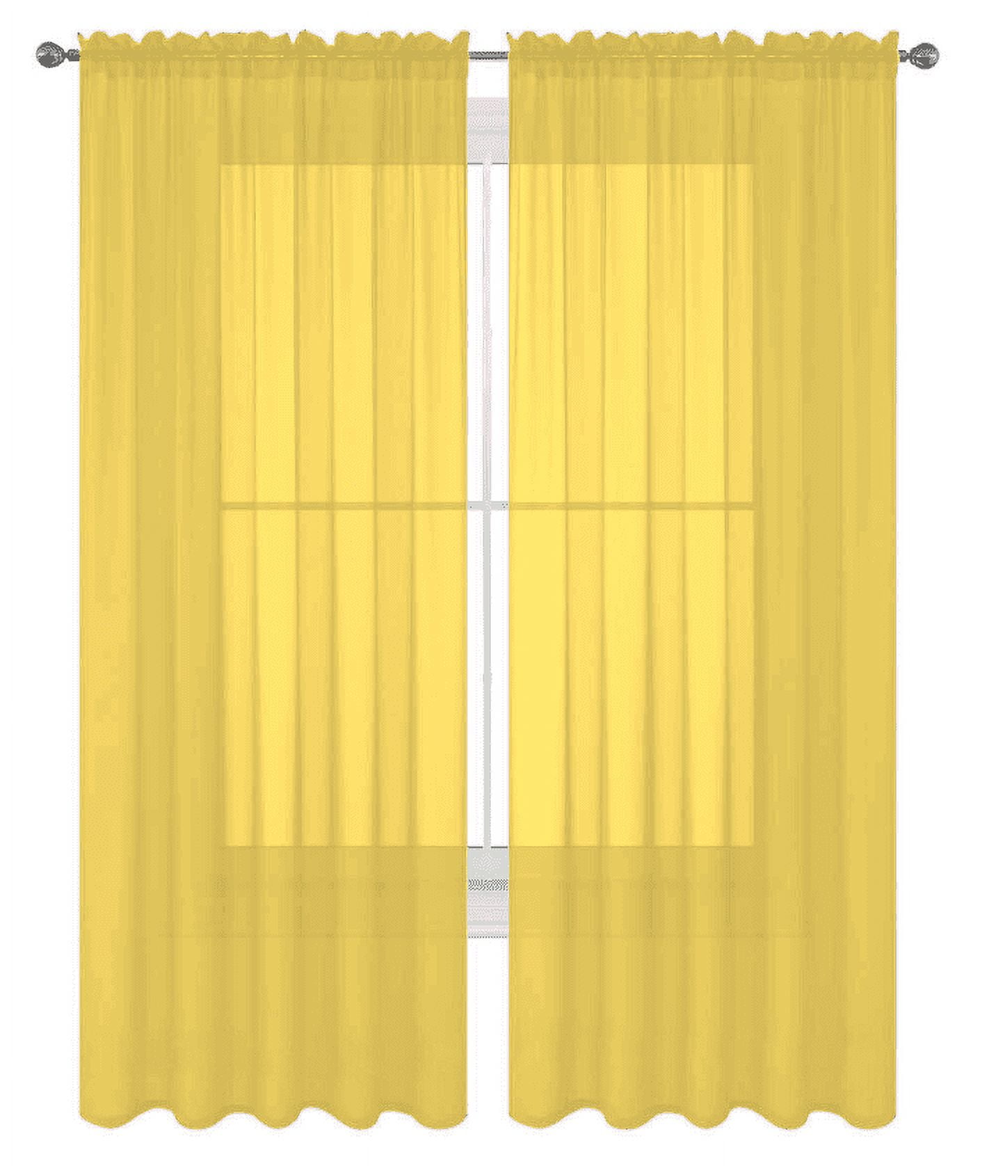 "Decotex Elegant Solid Yellow Sheer Window Curtain Panels (2 Piece, 55 ...