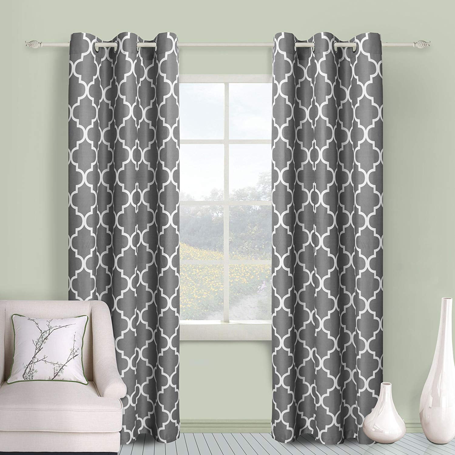 Decotex 2 Piece Geometric Print Design Window Treatment Microfiber ...