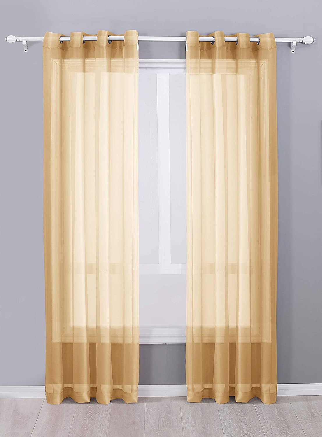 Decotex 2 Piece Sheer Voile Grommet Top Window Curtain Panel Drapes (54 ...