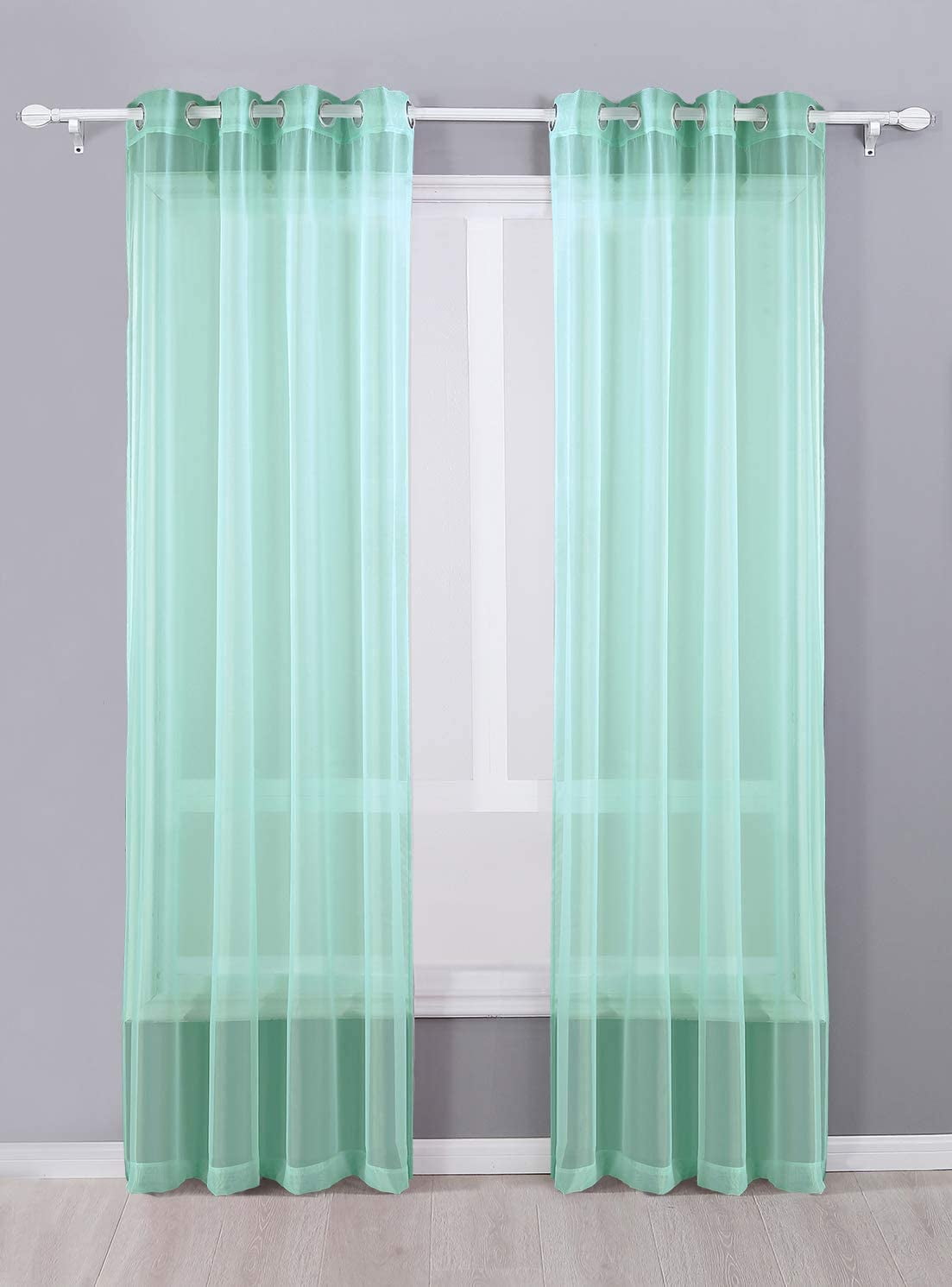 Decotex Elegant 2 Piece Sheer Voile Grommet Top Window Curtain Panels ...
