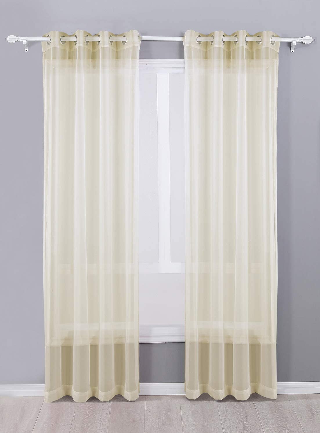 "Decotex Elegant 2 Piece Sheer Voile Grommet Top Window Curtain Panel ...