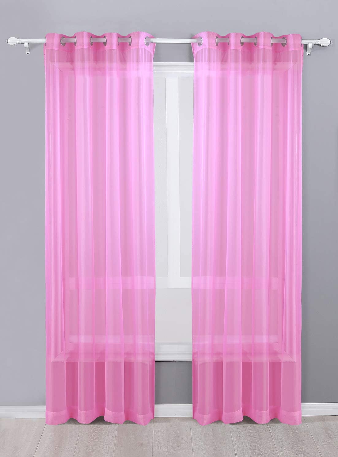 Decotex Light Pink Sheer Grommet Top Curtains, 54” x 84” (2 Panels ...