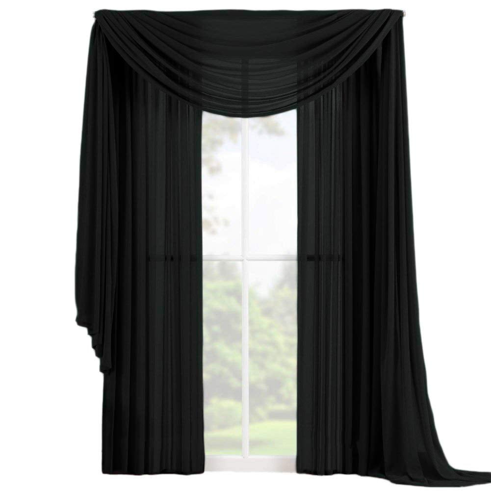 Decotex 3-Piece Sheer Window Curtain Set with 2 Panels & 1 Scarf, 63 ...