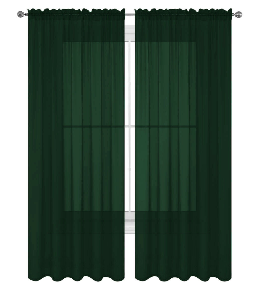 "Decotex Elegant Solid Sheer Window Curtain Panels, 2 Piece, 55"" X 45 ...