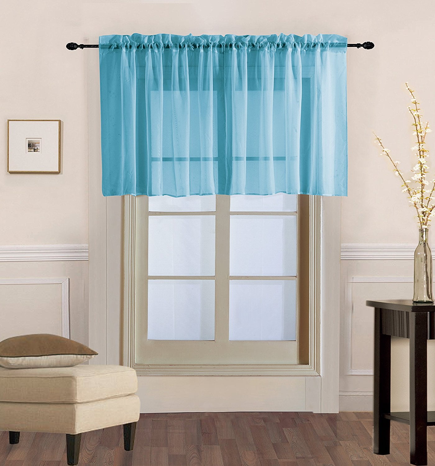 Decotex Elegant Sheer Voile Rod Pocket Valance Topper for Kitchen ...