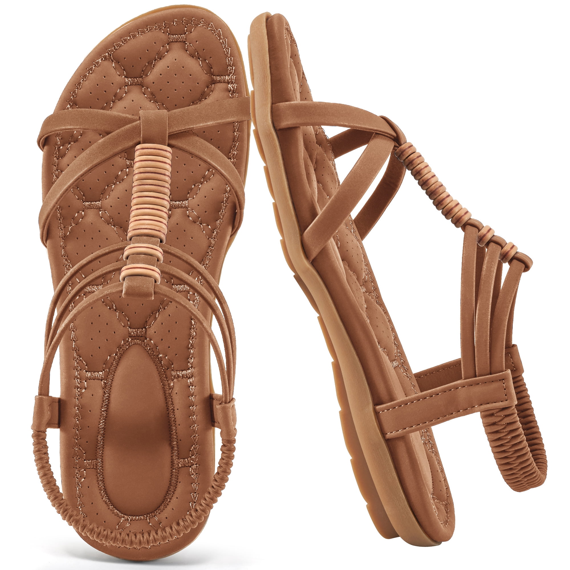 Decould sylf Womens Gladiator Sandals Elastic Ankle Strap Summer Beach ...