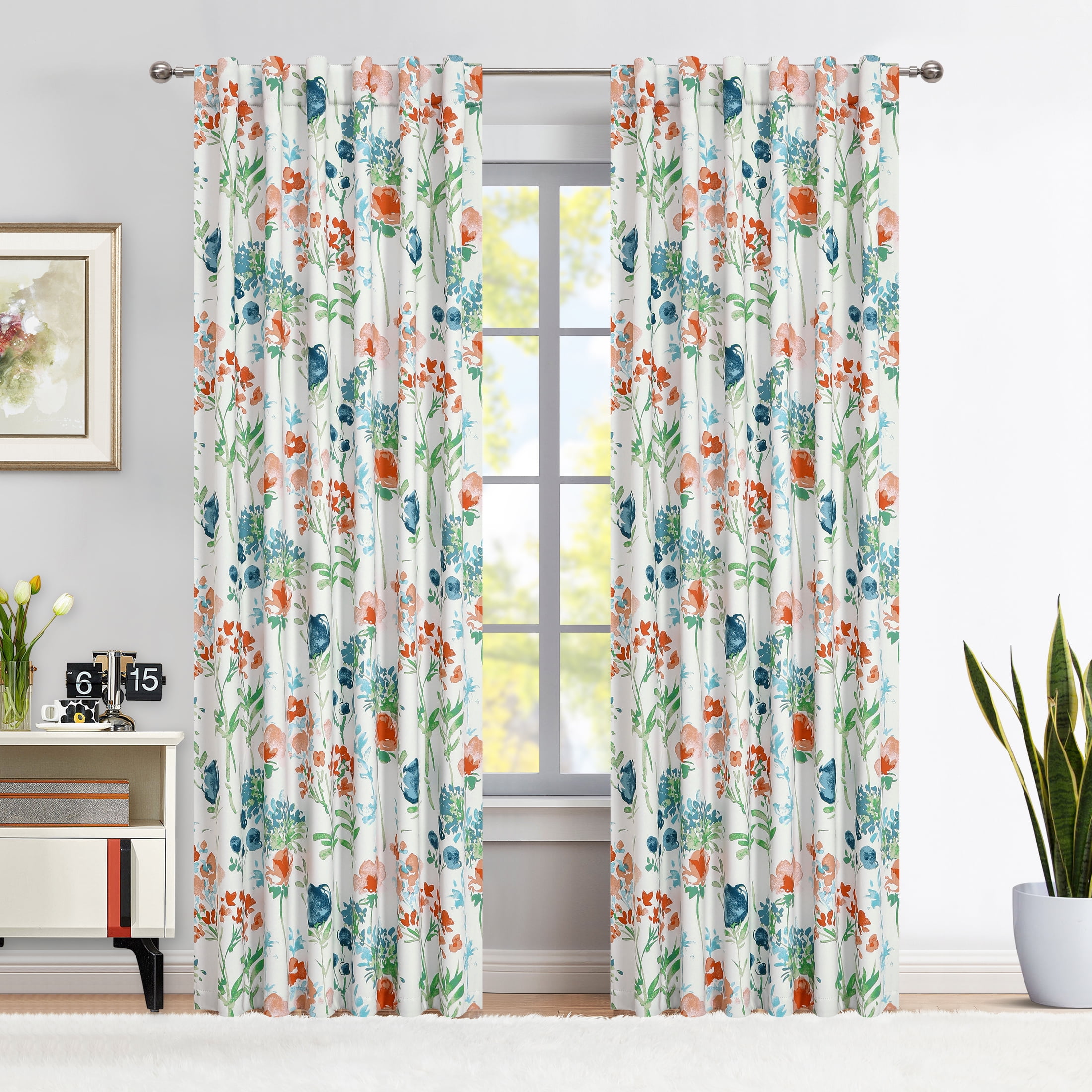 Decoultimatex Floral Print Drapes, Blackout Window Panels, Noise ...