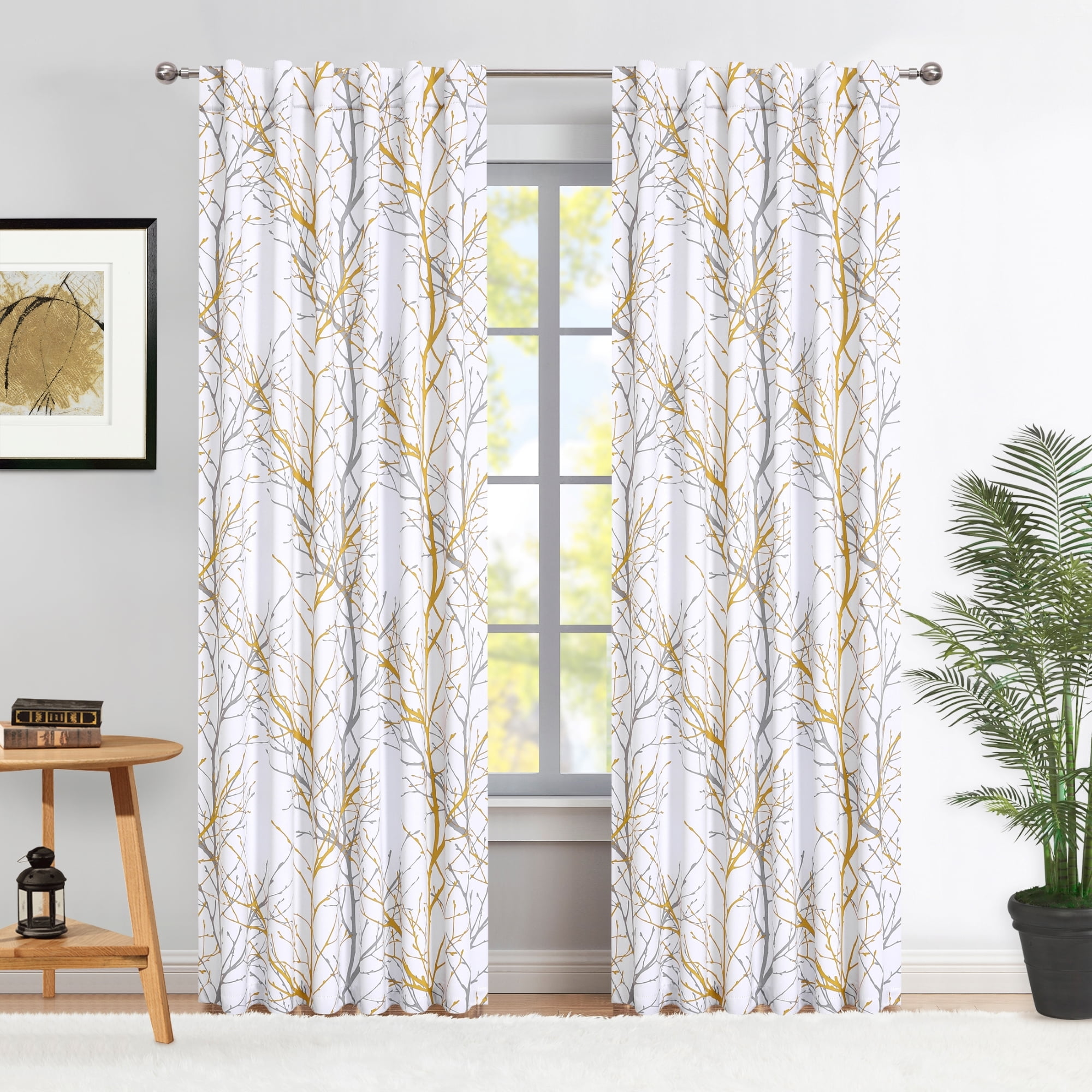 "Decoultimatex Tree Branch Print Drapes, Full Blackout, Noise Reduction ...