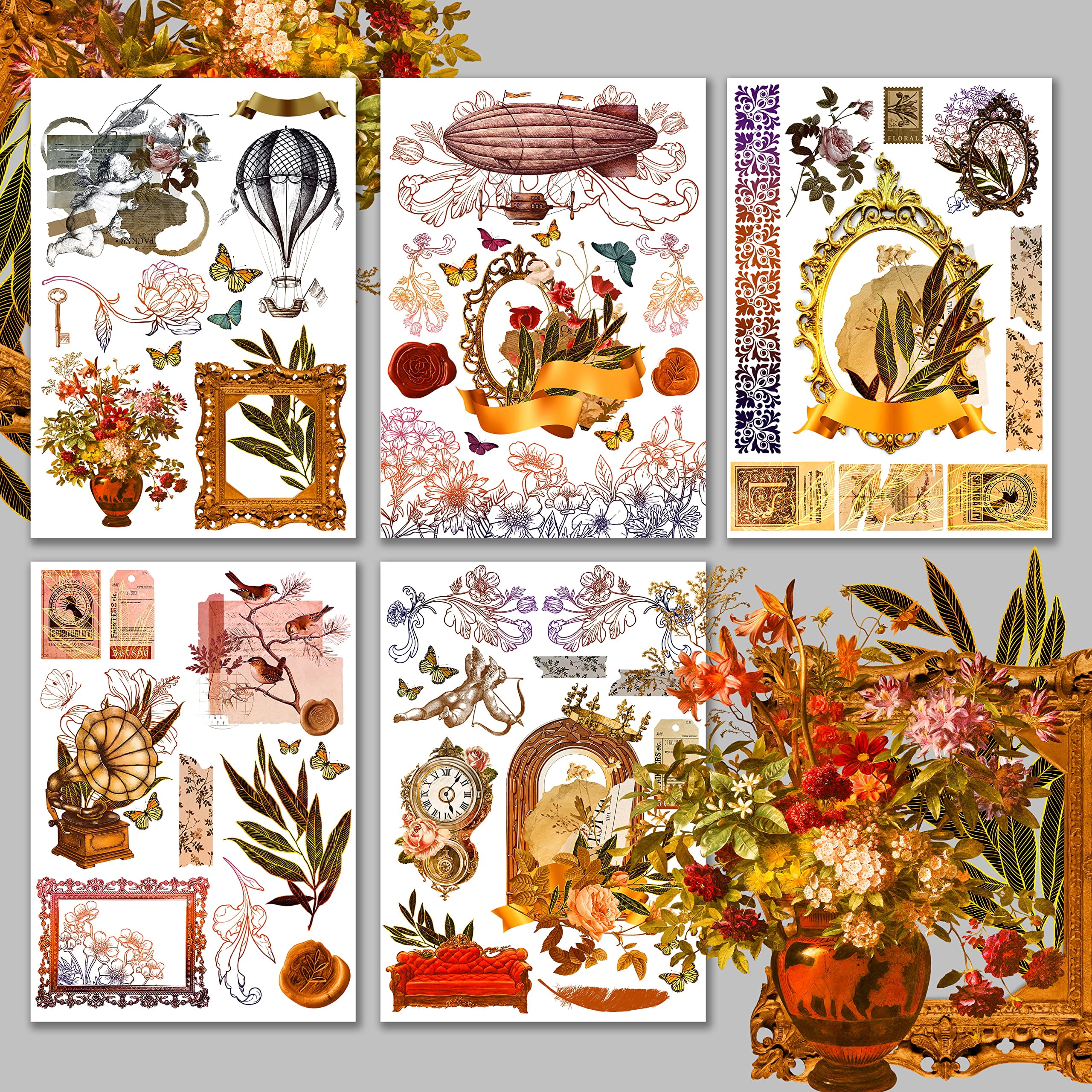 Decoupage Paper Pack (15 MSF2 Sheets 8"x11") Antique Details HANATABA ...