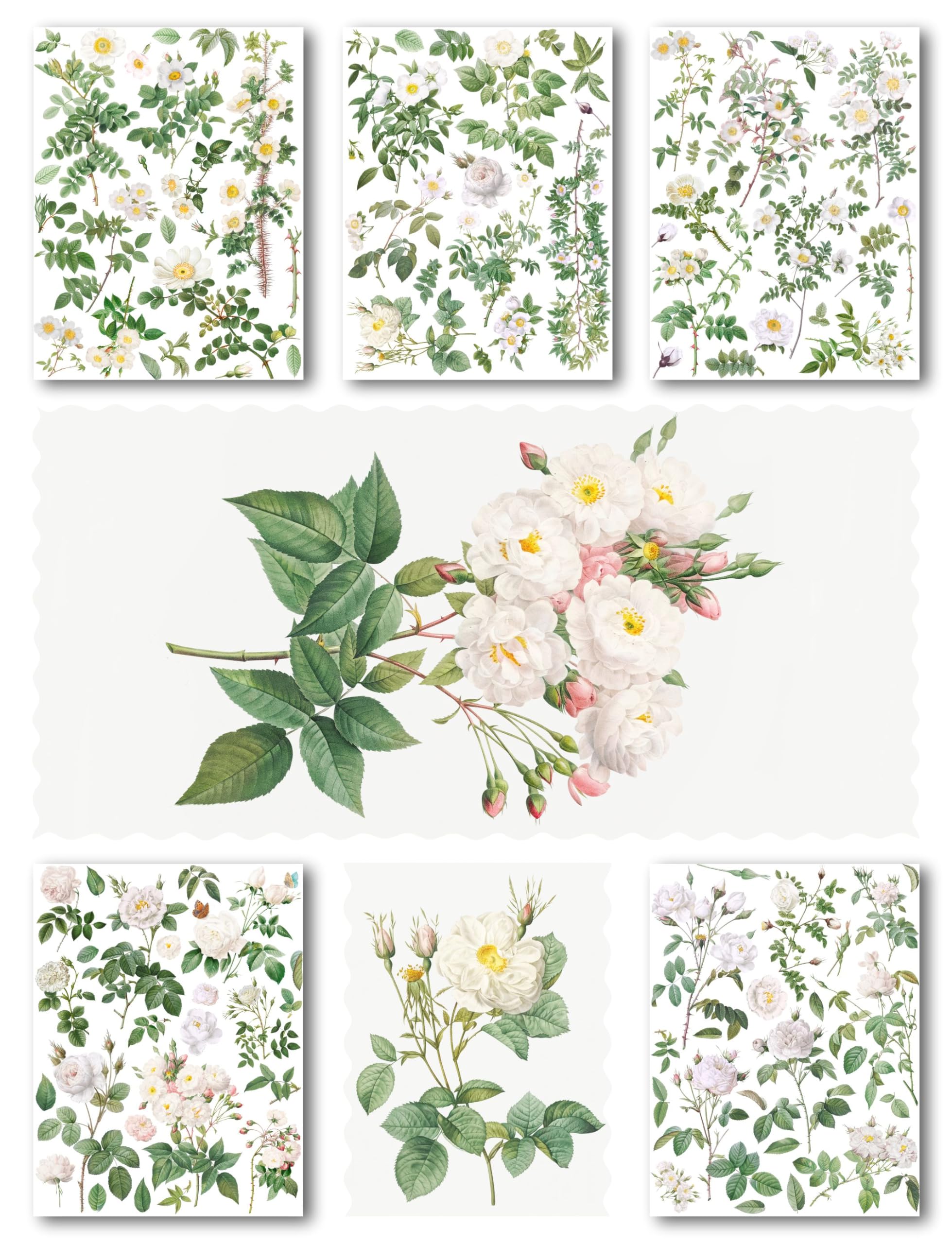 Decoupage Paper Pack (15 OIF8 sheets 8"x11") Delicate Light Flowers ...