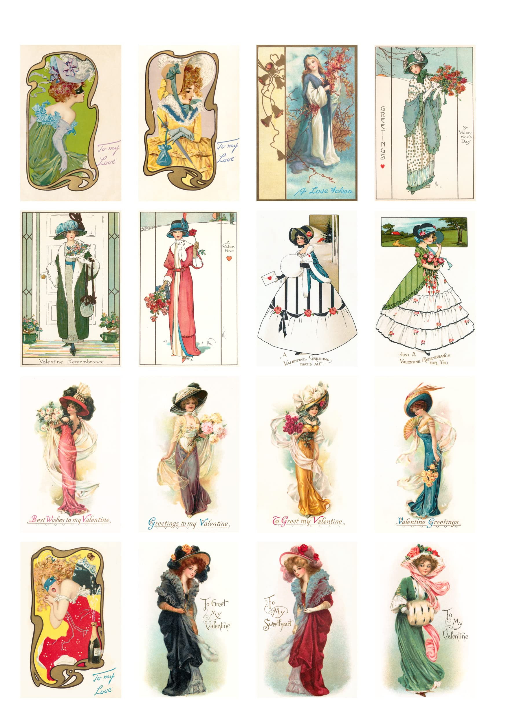 Decoupage Paper Pack (21 STF9 Sheets 6"x8") Art Deco Nouveau Victorian ...