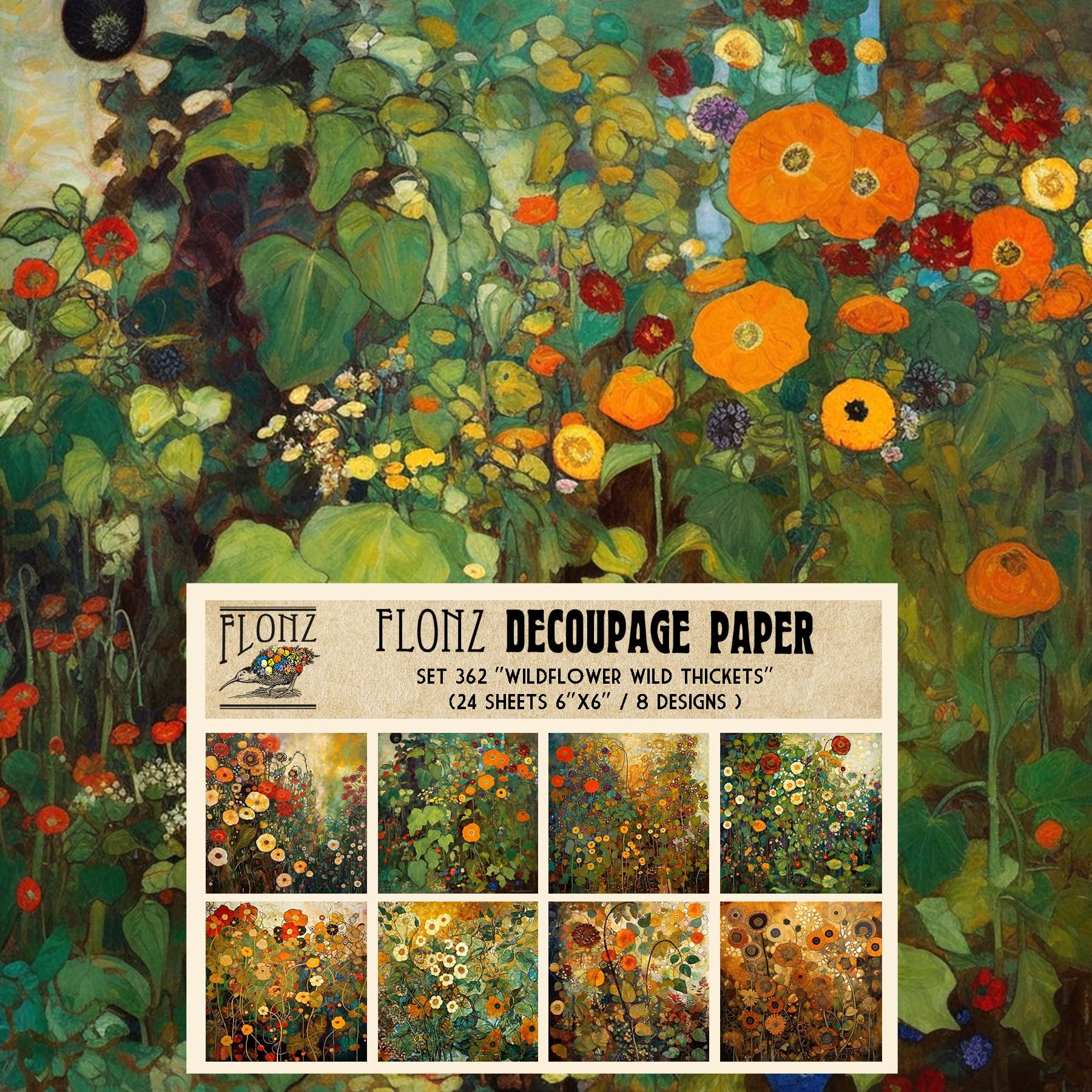 Decoupage Paper Pack (24 MFF30 Sheets 6"x6") Wildflower Wild Thicket ...