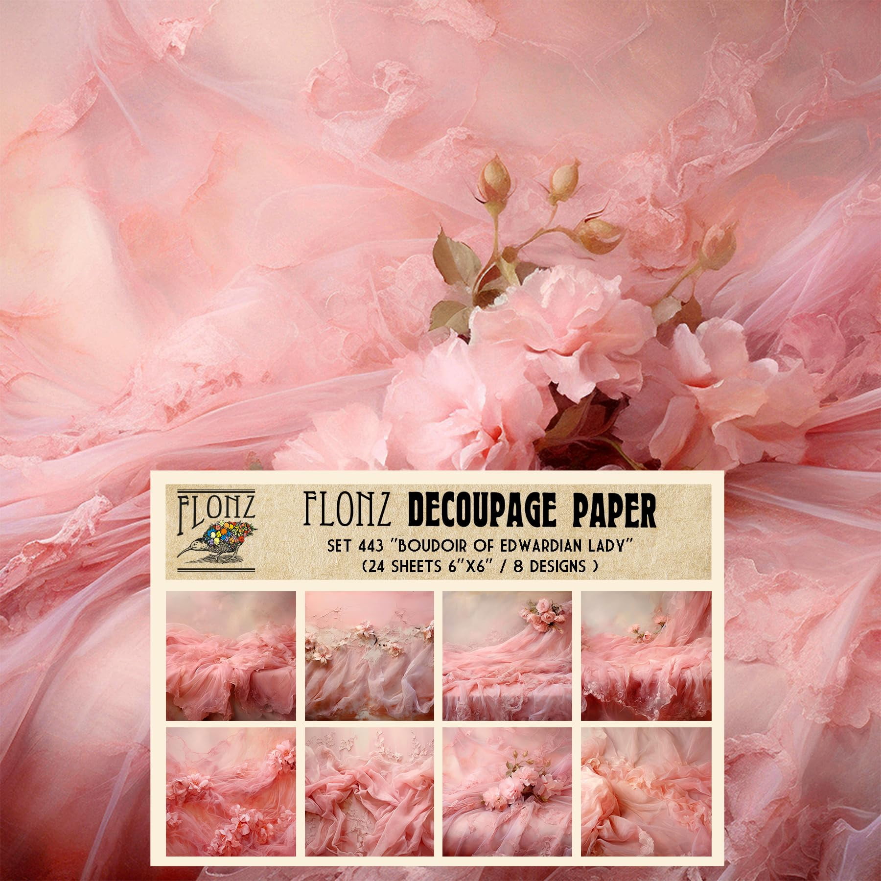 Decoupage Paper Pack (24 OIF8 Sheets 6"x6") Boudoir of Edwardian Lady ...