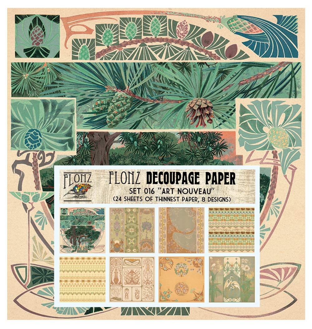 Decoupage Paper Pack (24 Sheets 6"x6") Art Nouveau Frames Flourishes ...