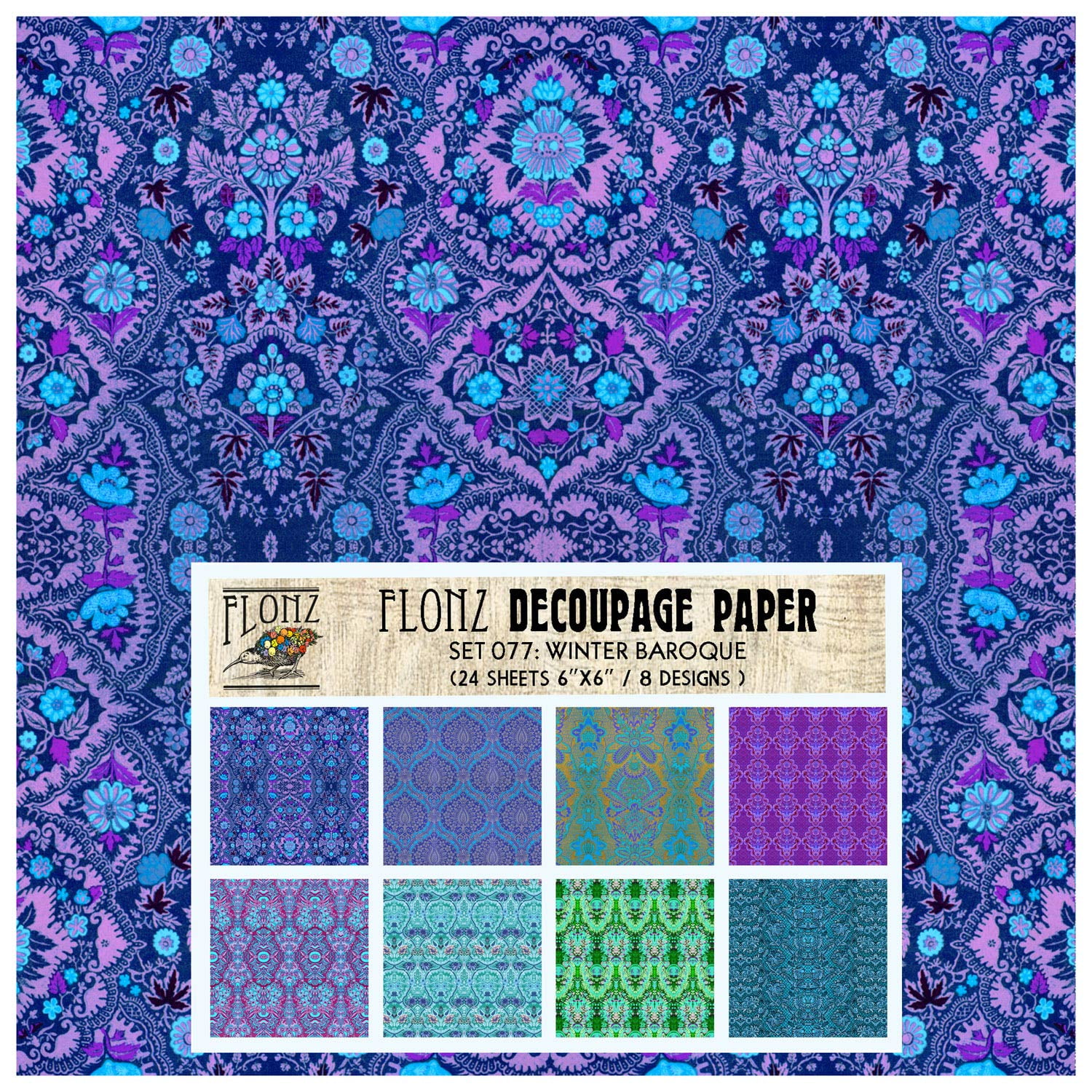 Decoupage Paper Pack (24 Sheets 6"x6") BSL1 Winter Baroque FLONZ ...