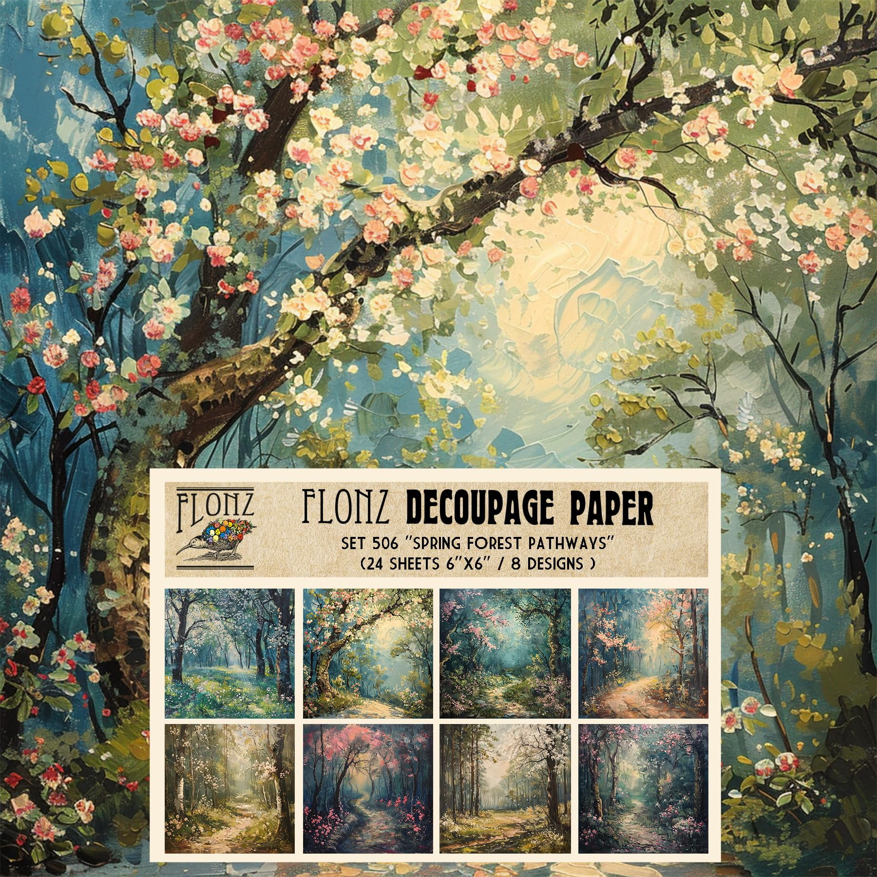 Decoupage Paper Pack (24 TSF6 Sheets 6"x6") Spring Forest Pathways ...