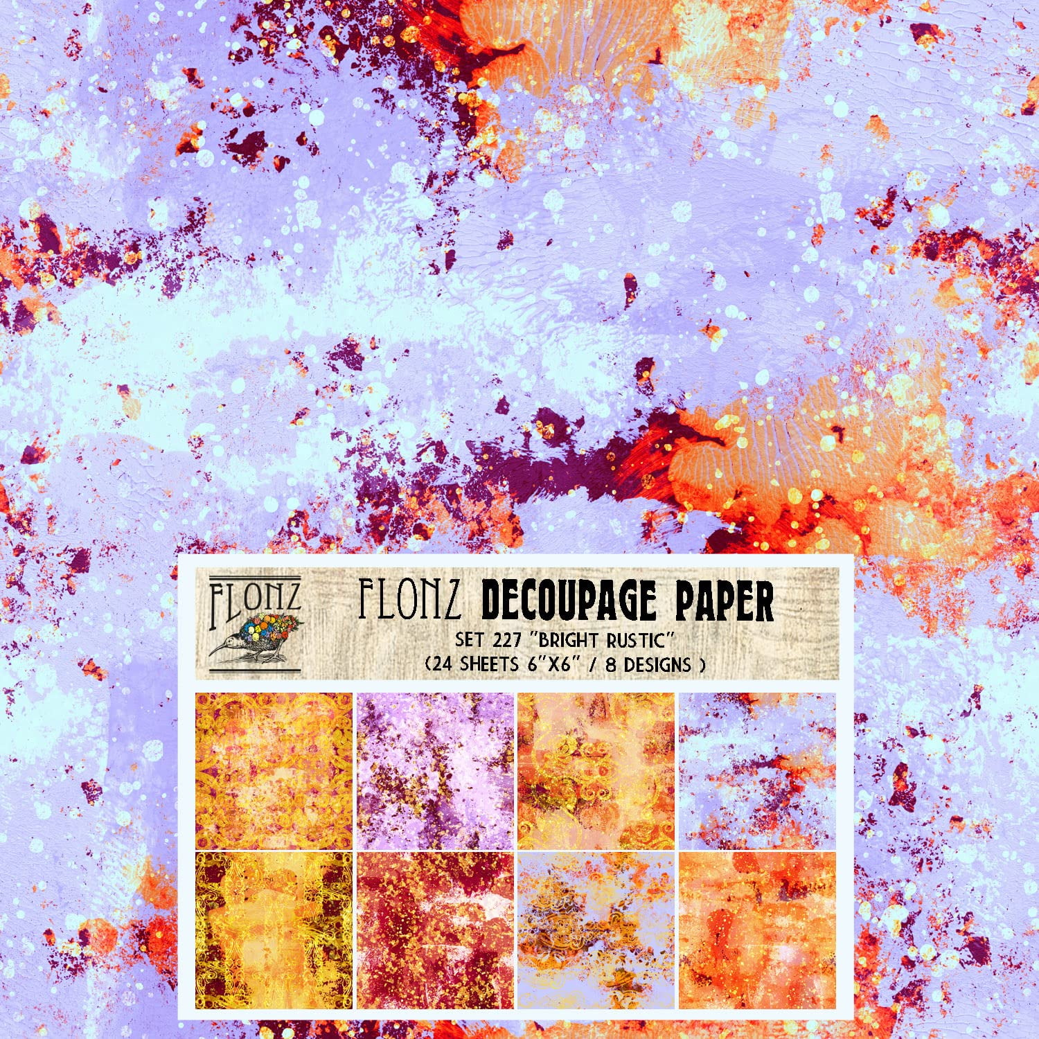 Decoupage Paper Pack (24 YPF5 Sheets 6"x6") Bright Rustic # Vintage ...