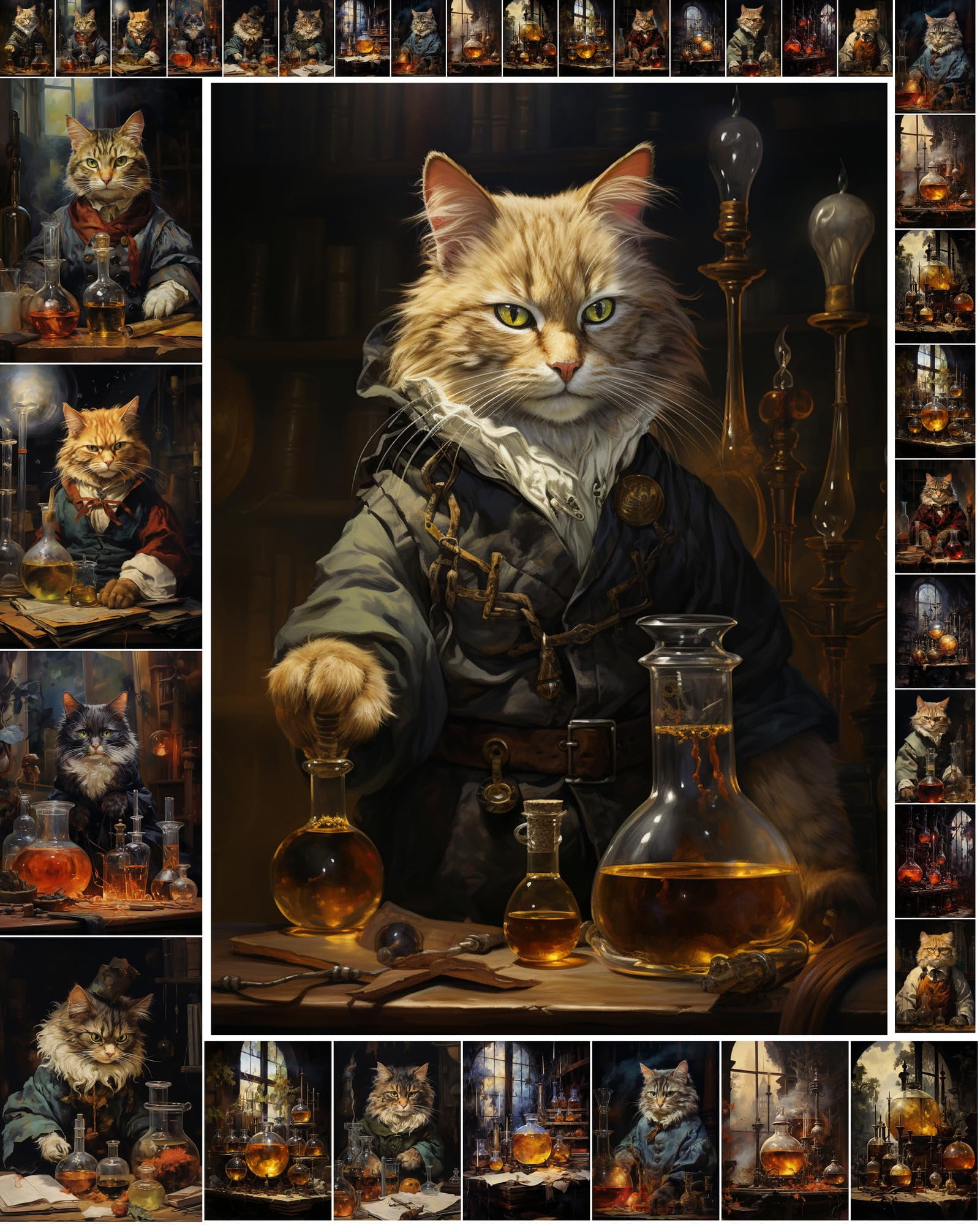 Decoupage Paper Pack (35 YPF5 Sheets 6"x8") Smart Funny Cats in Human ...