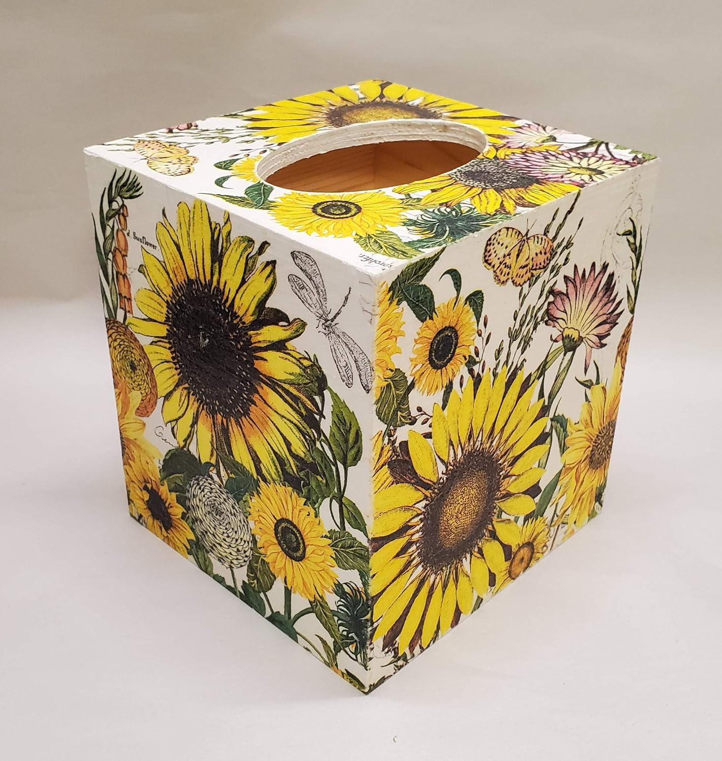Decoupage Wood Tissue Box Cover, Sunflowers - Walmart.com