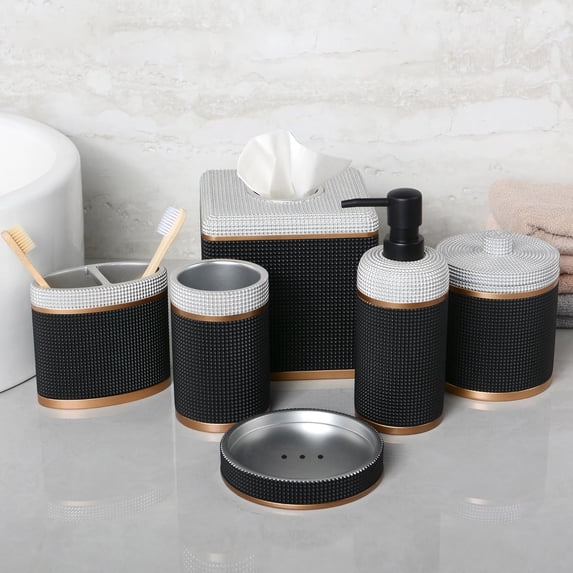 Decozen Bathroom Accessories Set of 6 Includes Soap Lotion Dispenser ...