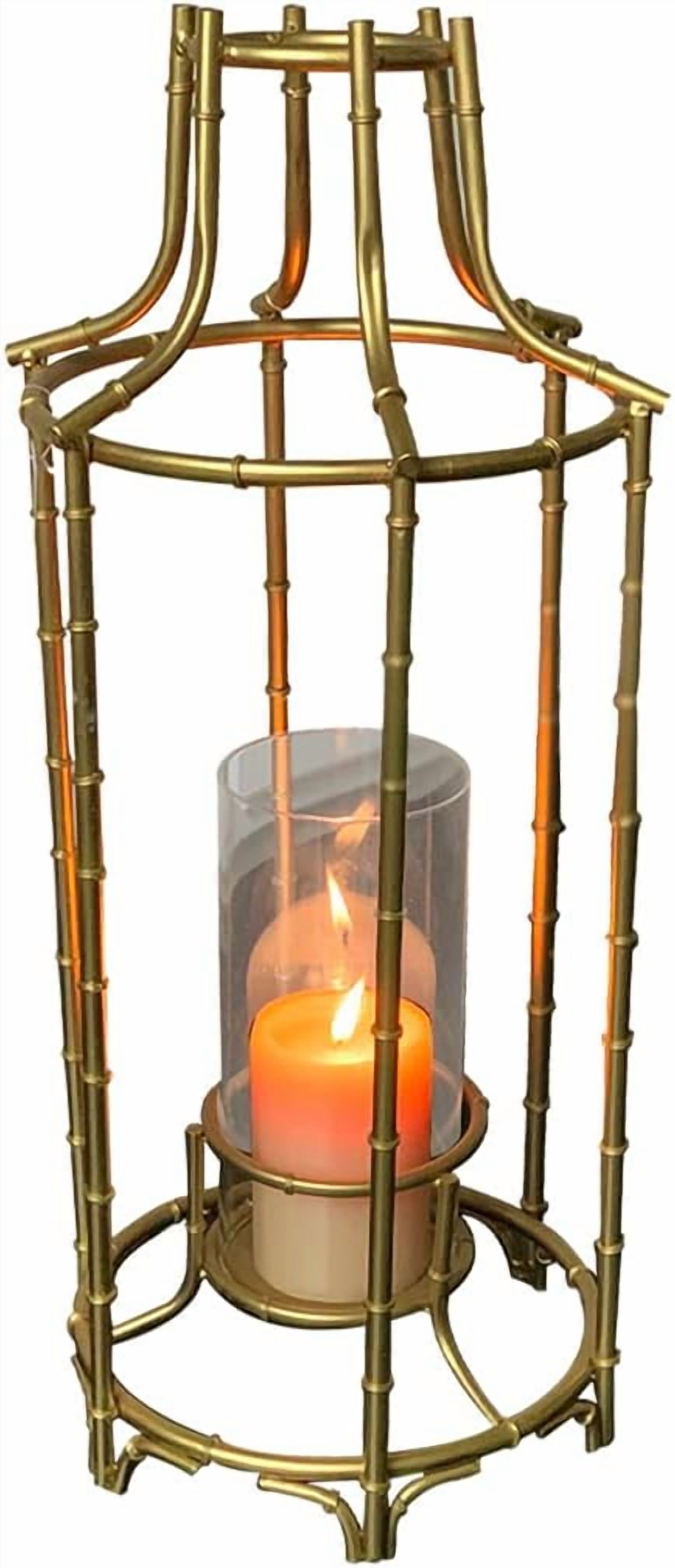 Decozen Candle Holder with Glass and Decorative Gold Finished Frame for ...