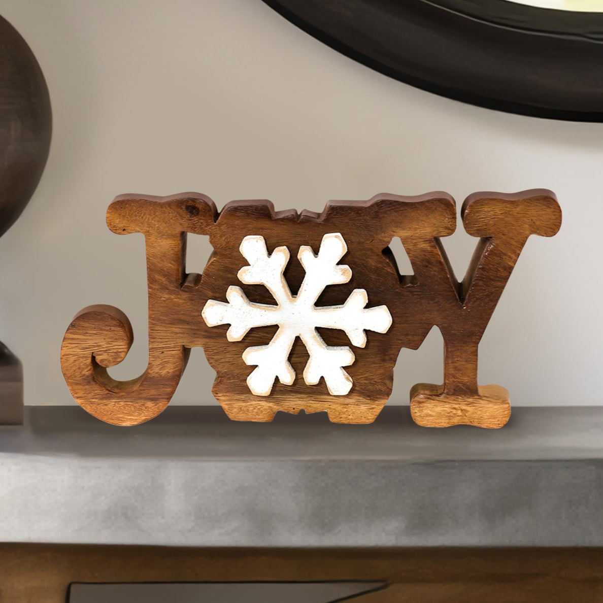 Decozen Home Decor Handmade Wooden Sculpture in JOY Sign Letters ...