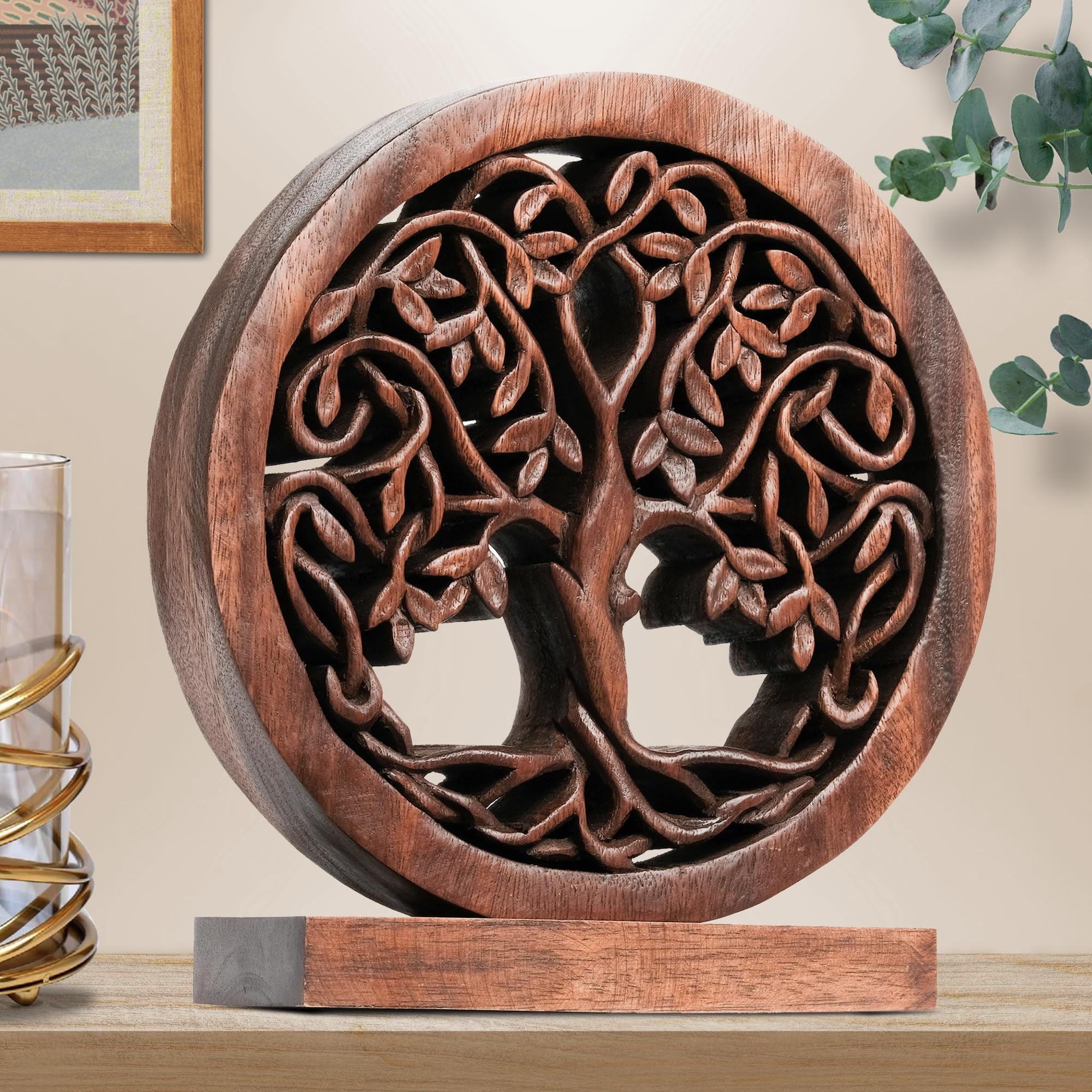 Decozen Home Decor Handmade Wooden Sculpture in Tree of Life Acacia ...