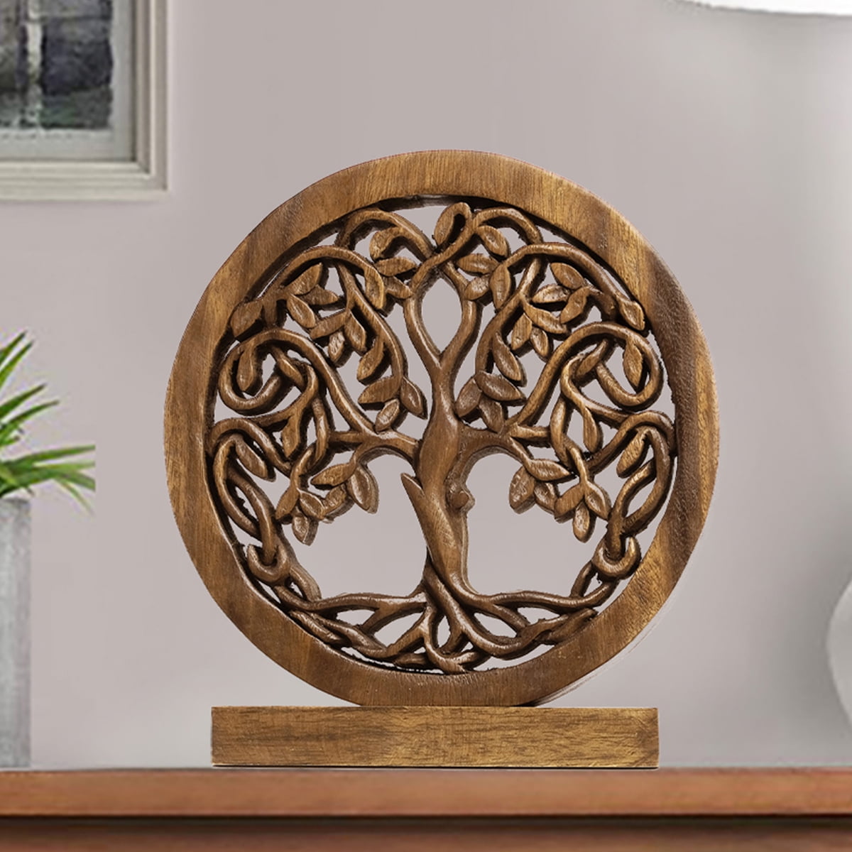 Decozen Home Decor Handmade Wooden Sculpture in Tree of Life Acacia ...