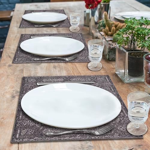 Decozen Round Placemats, Set of 2-15 Inches Charger Plates Beaded Table ...