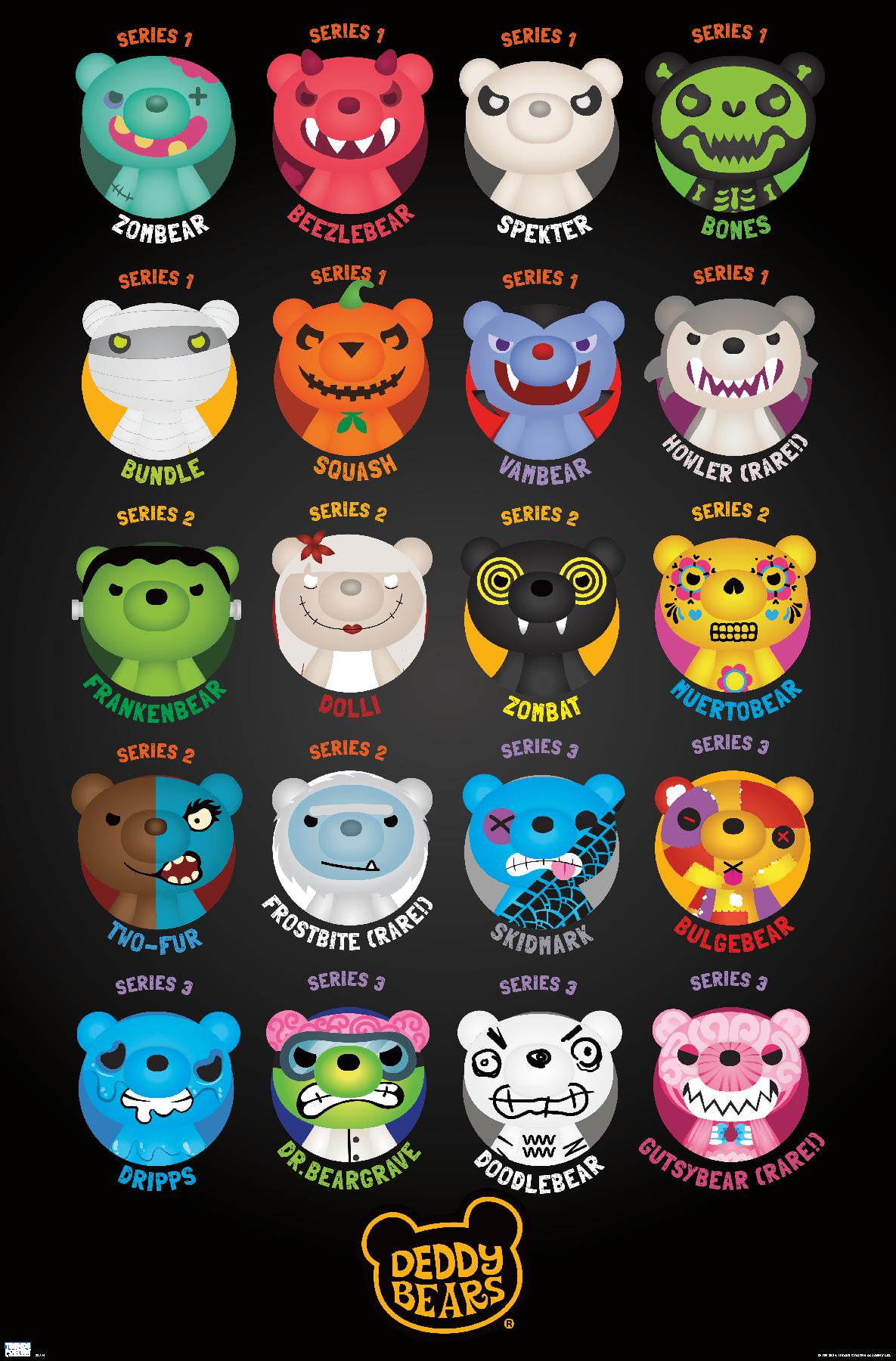 Deddy Bears - Grid Wall Poster, 14.725" x 22.375" - Walmart.com