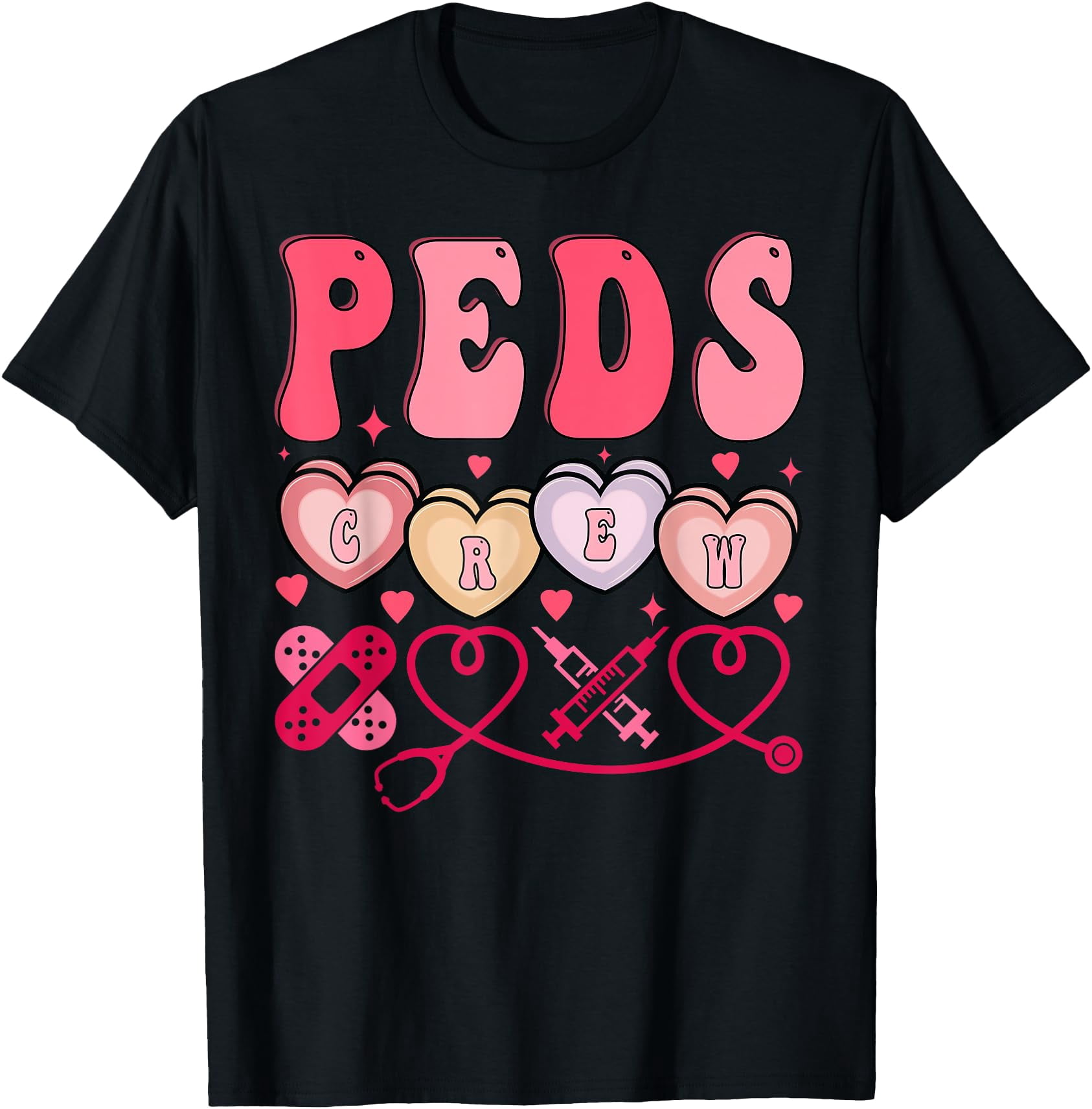 Dedicated PEDS Crew Nurse Valentine Heart T-Shirt - Pediatric Nursing ...