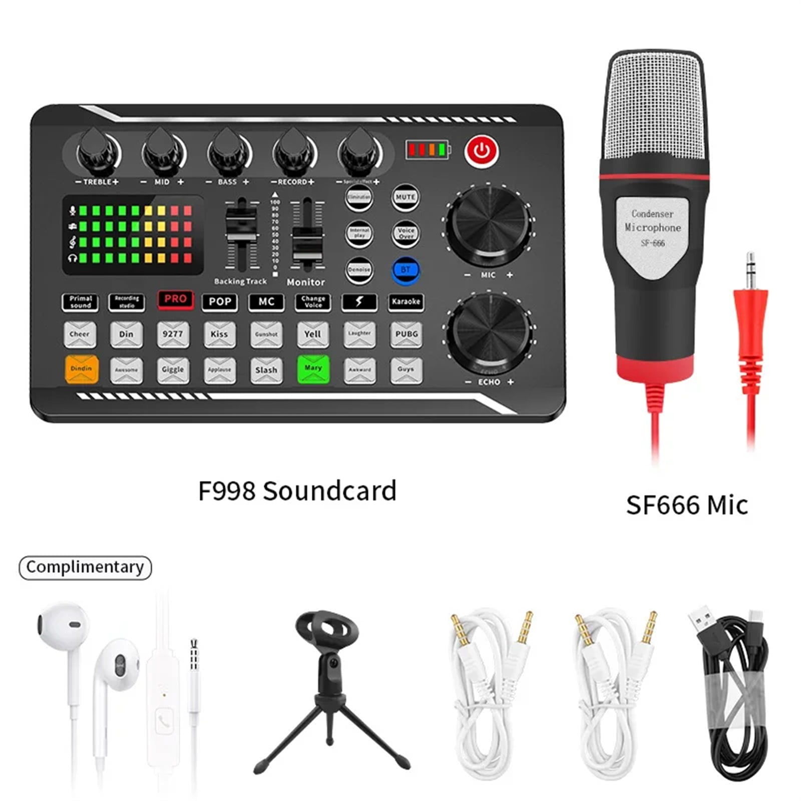 Dedicated Sound Card Microphone For Live BroadCast F998 Card with ...