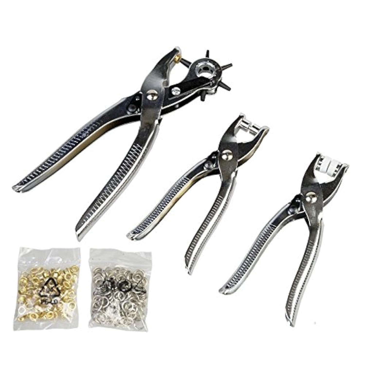 Dedso 3 In 1 Card Leather Belt Hole Punch + Eyelet Pliers + Snap Button ...