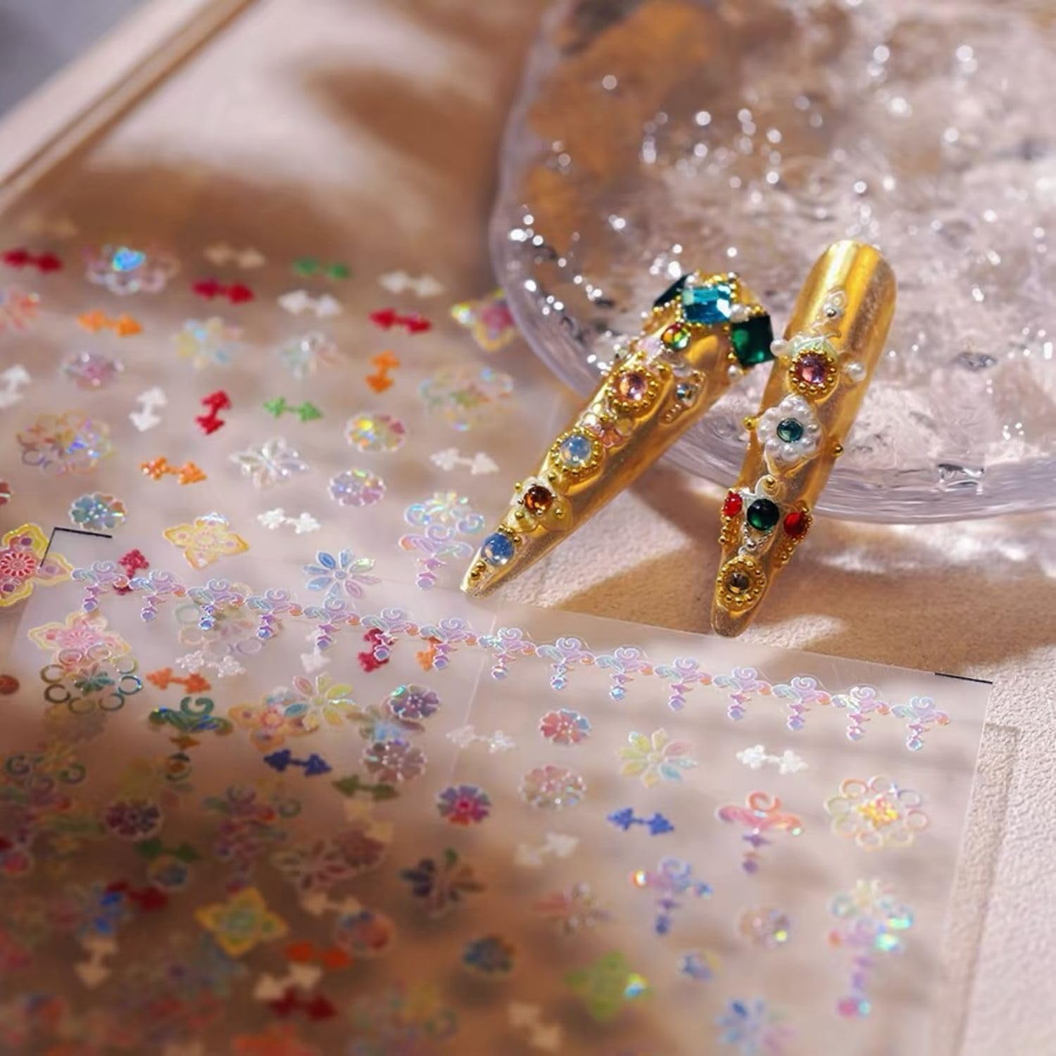 Dedyel 5D Embossed Aurora Nail Art Stickers Retro Nail Stickers Decals ...