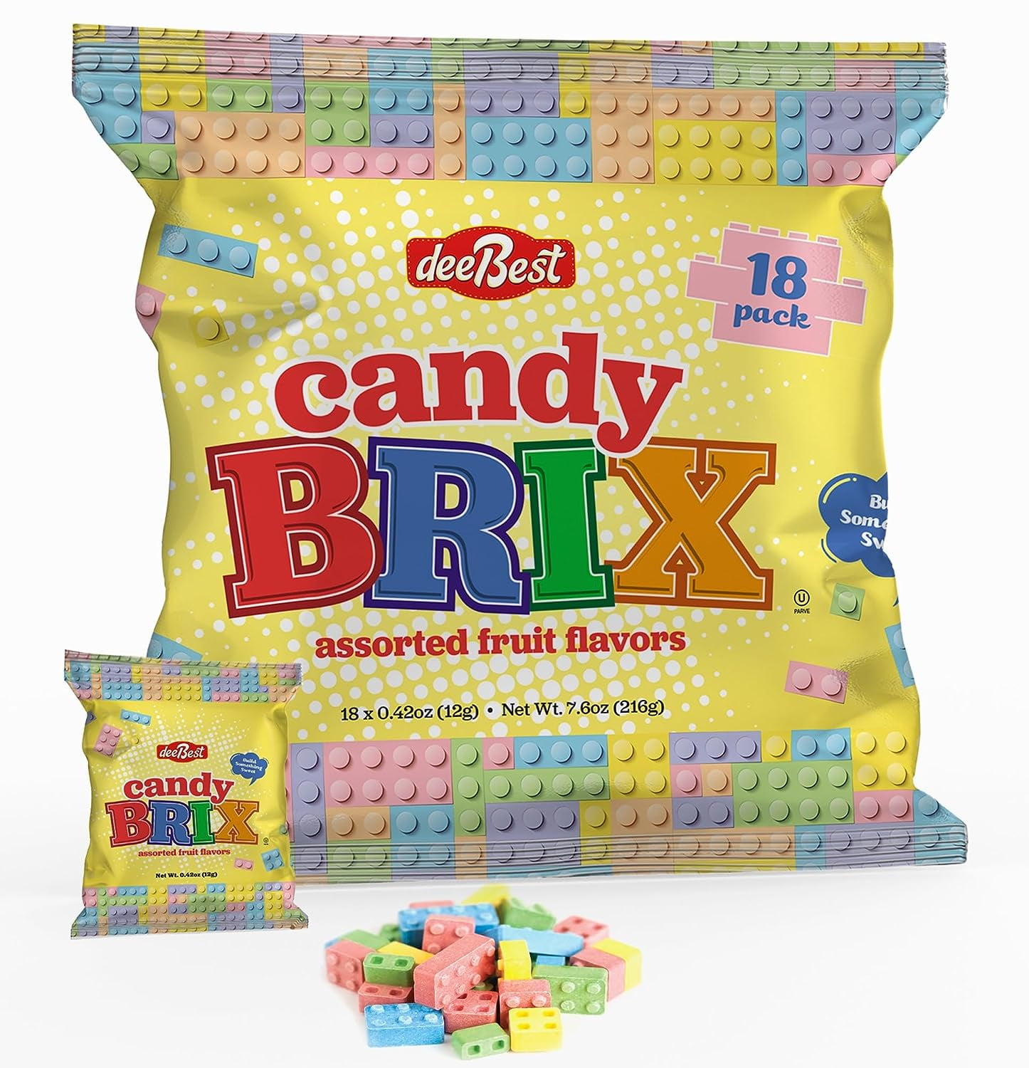 Candy Brix Assorted Fruit Flavors 18 Party Favor Bags, .42 Ounce Each ...